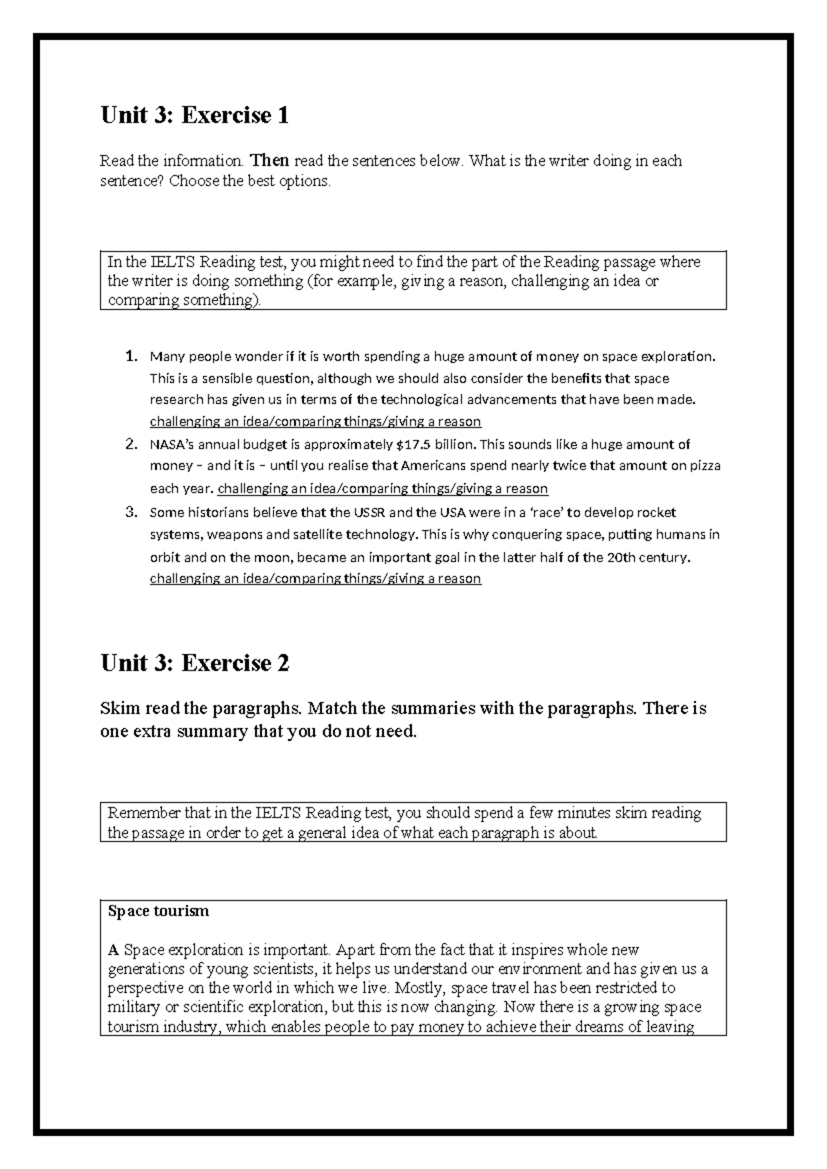 Unit 3 - Reading Practice-Mindset 2 - Unit 3: Exercise 1 Read the information. Then read the ...