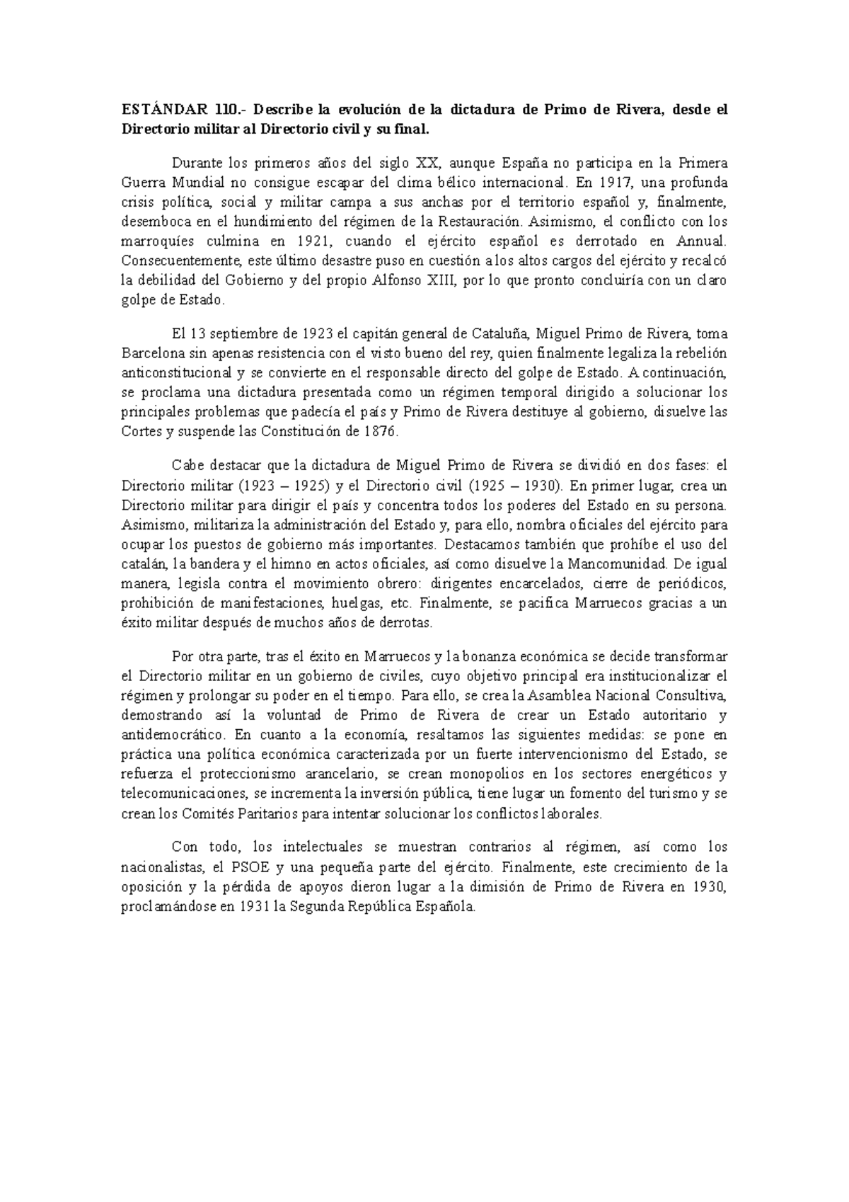 Estándar 111 - estándar completo - ESTÁNDAR 110.- Describe la evolución ...