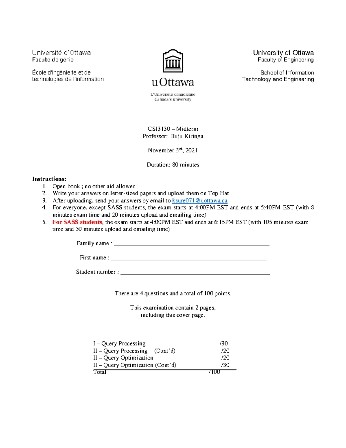 Midterm Eng 21 Old Midterm Csi 3130 To Prepare For Exams Université D Ottawa Faculté De
