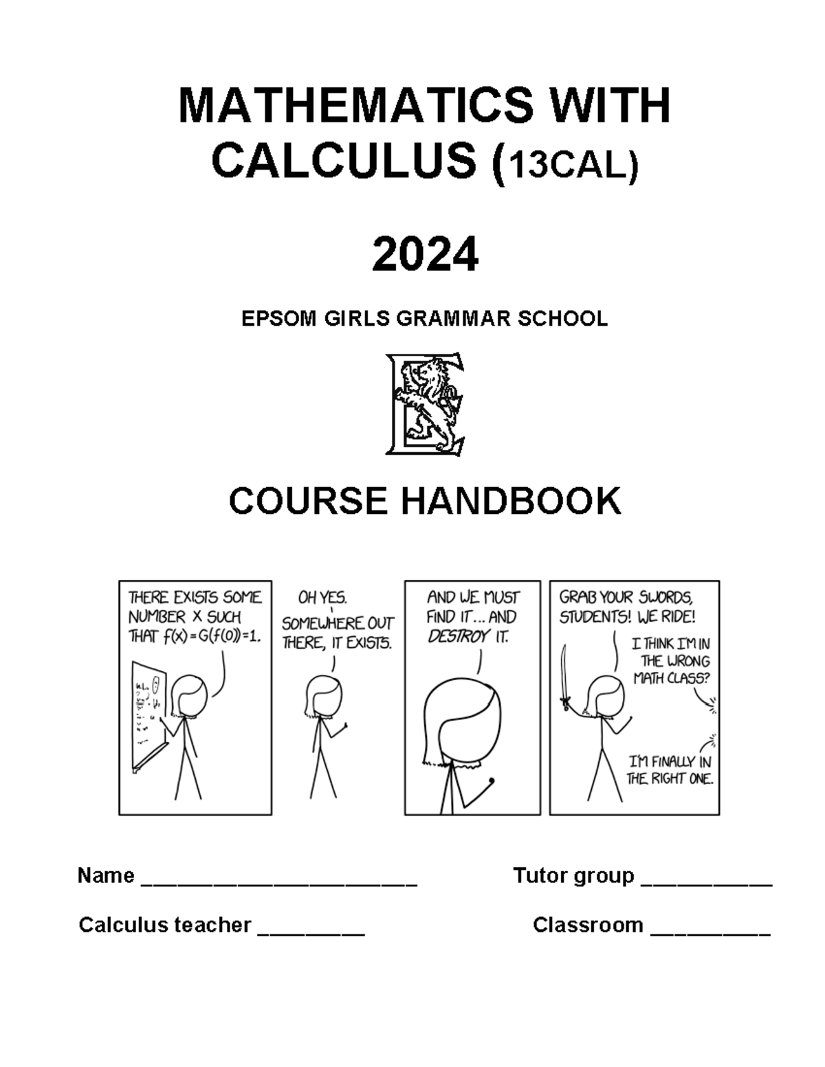Year 13 Calculus Course Booklet 2024 - MATHEMATICS WITH CALCULUS (13CAL ...
