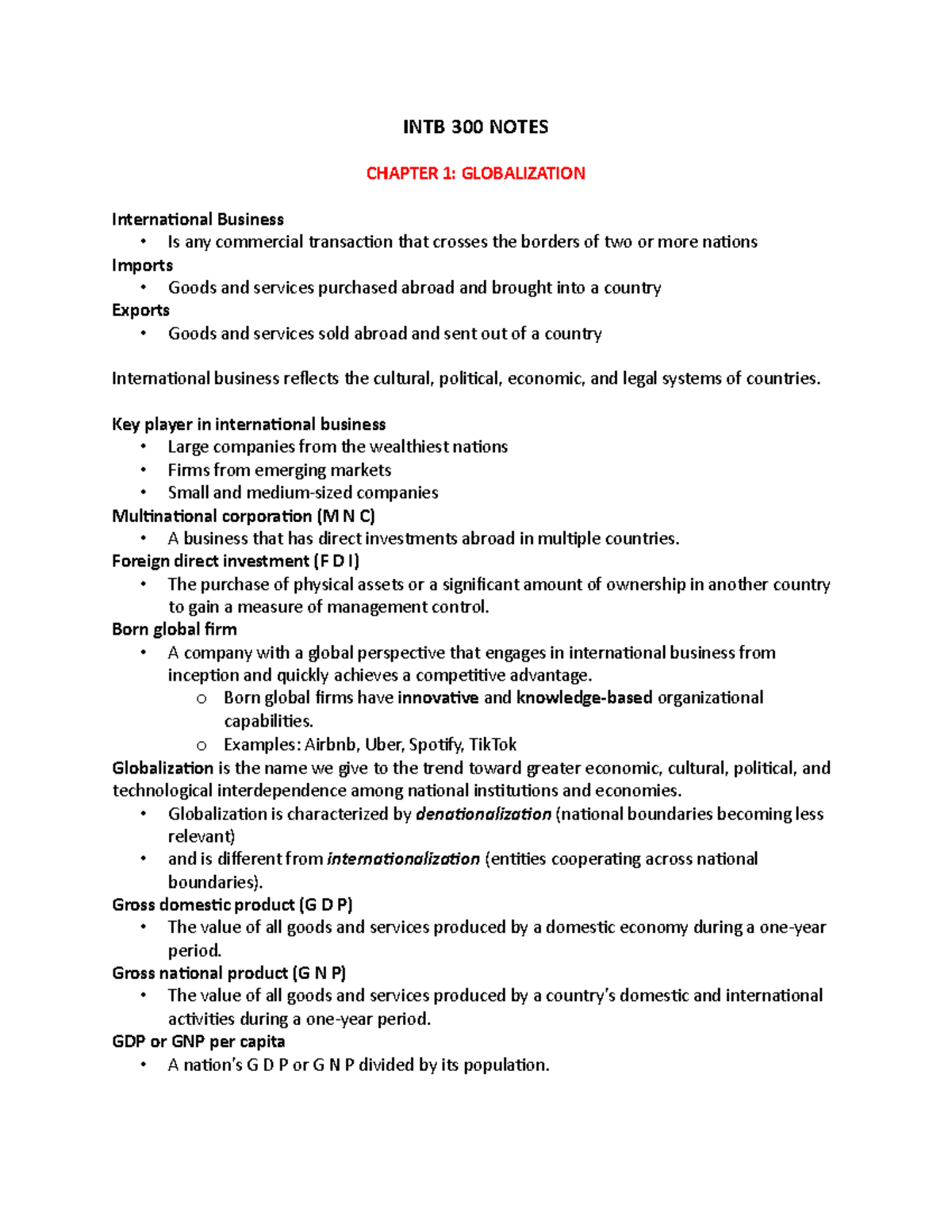 International business 300 Notes- INTB 300 Notes - INTB 300 NOTES ...