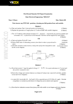 Basic Electrical Lab Manual - EXPERIMENT - Verification of KCL and KVL for DC circuits Aim: (i ...