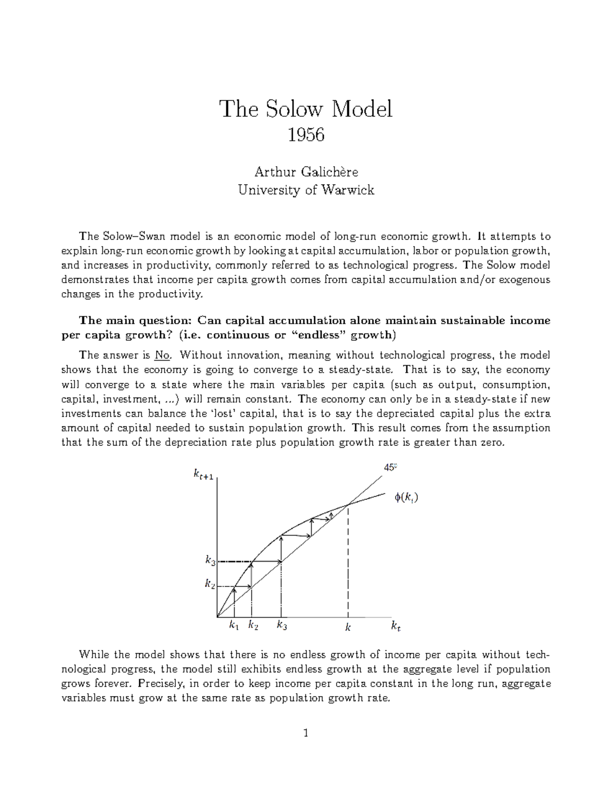 The Solow Model - The Solow Model 1956 Arthur Galich`ere University of ...