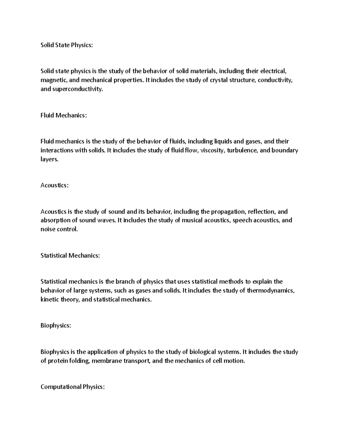 Phy - Phy - Solid State Physics: Solid state physics is the study of the behavior of solid - Studocu