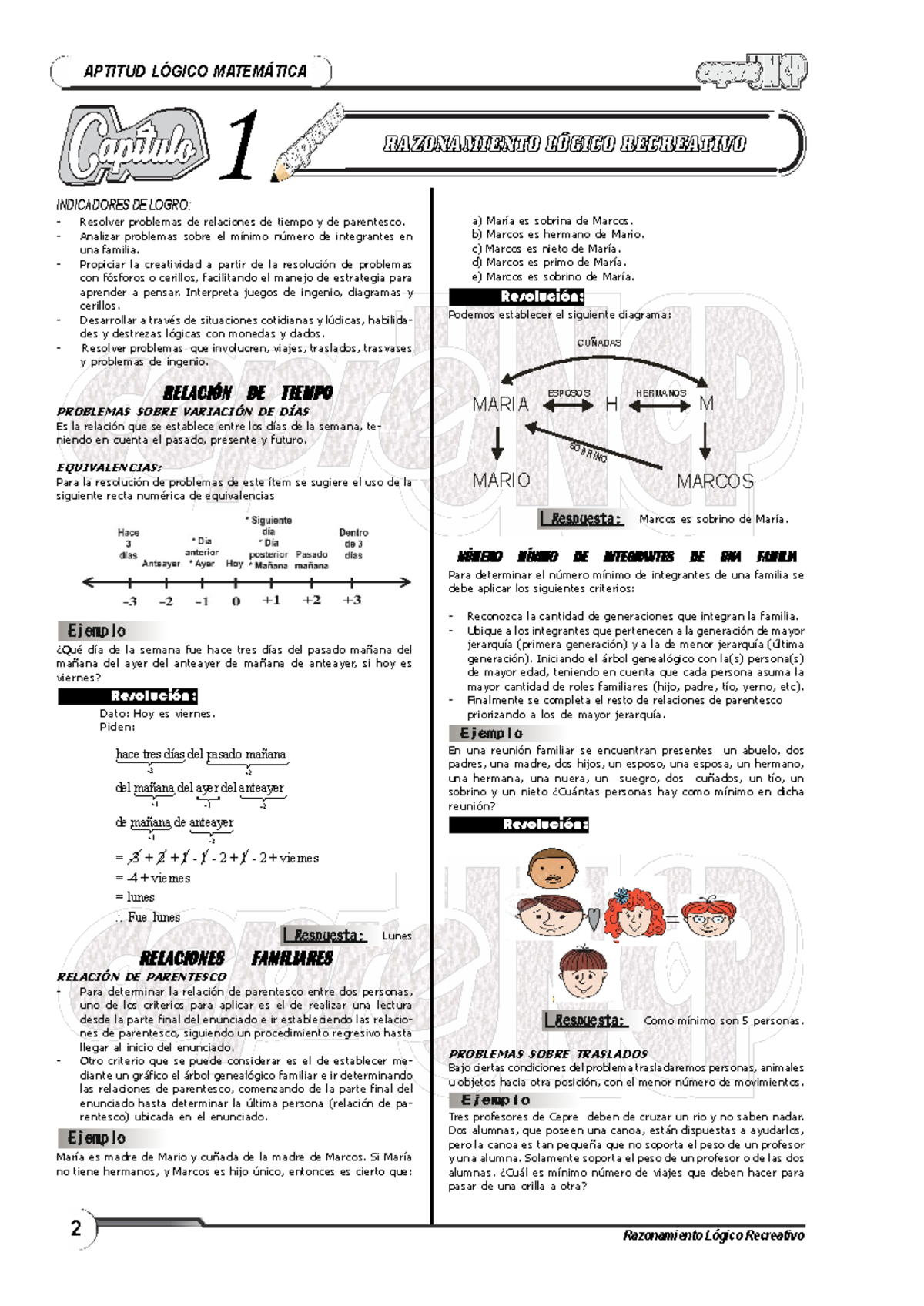 APT. LOG. MAT 1-12 - 2 Razonamiento Lógico Recreativo INDICADORES DE LOGRO: Resolver problemas ...