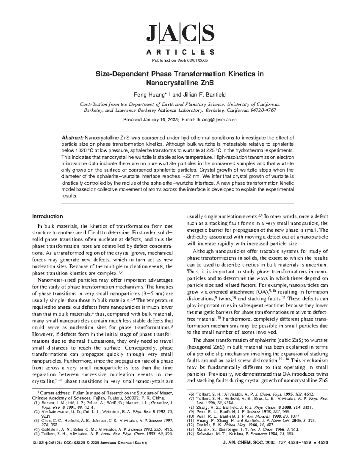 2005 Jacs Size Dependent Phase Transformation Kinetics In