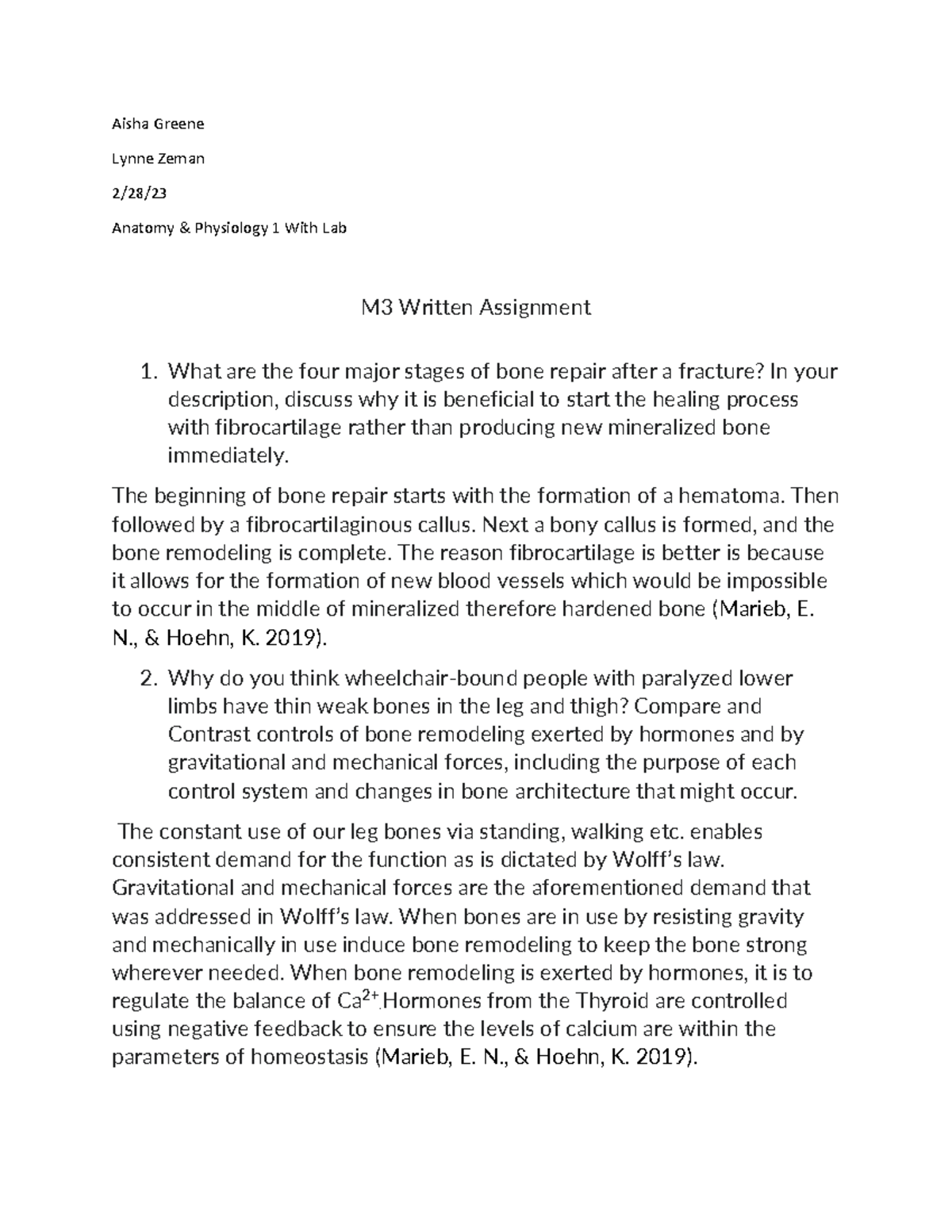 M3 Written Assignment Aisha Greene - Aisha Greene Lynne Zeman 2/28 ...