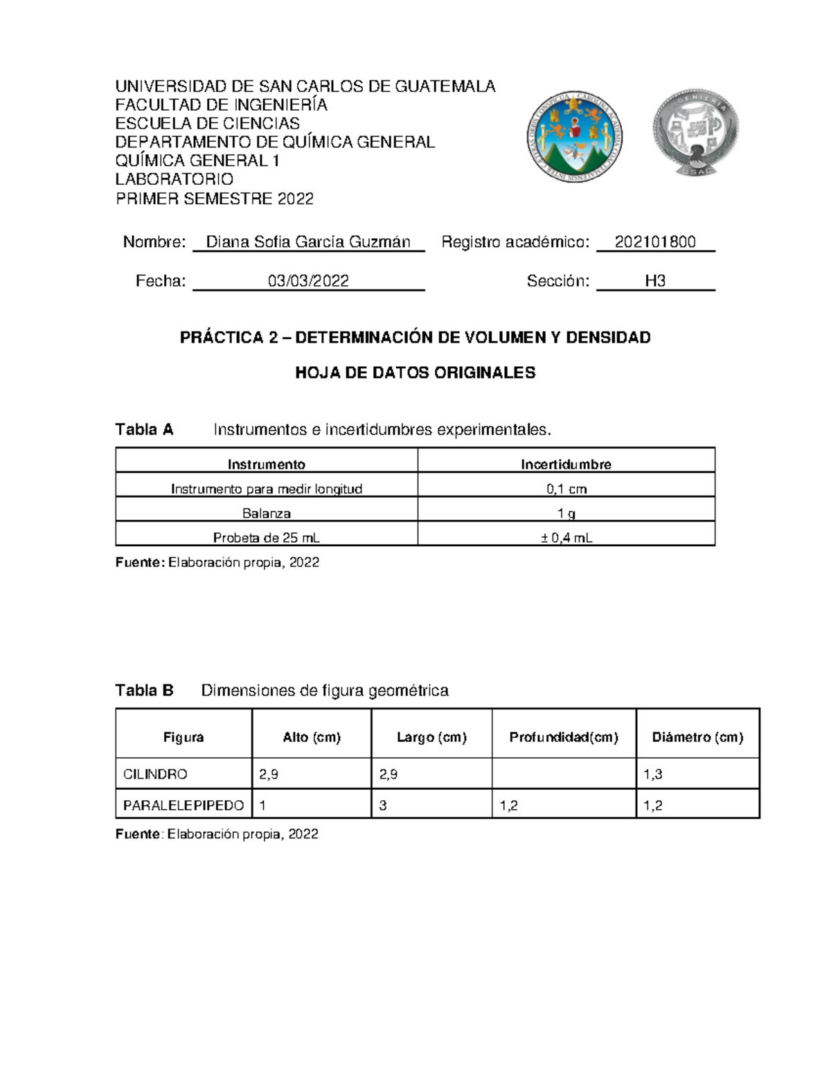 HOJA DE Datos Originales Práctica No. 2 202101800 - UNIVERSIDAD DE SAN ...