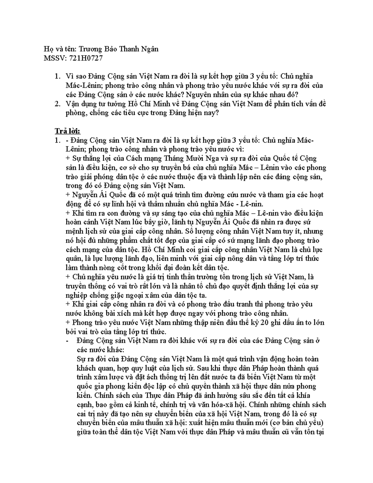 BT tuần 4 Trương Bảo Thanh Ngân 721H0727 - Họ và tên: Trương Bảo Thanh Ngân MSSV: 721H 1. Vì sao ...