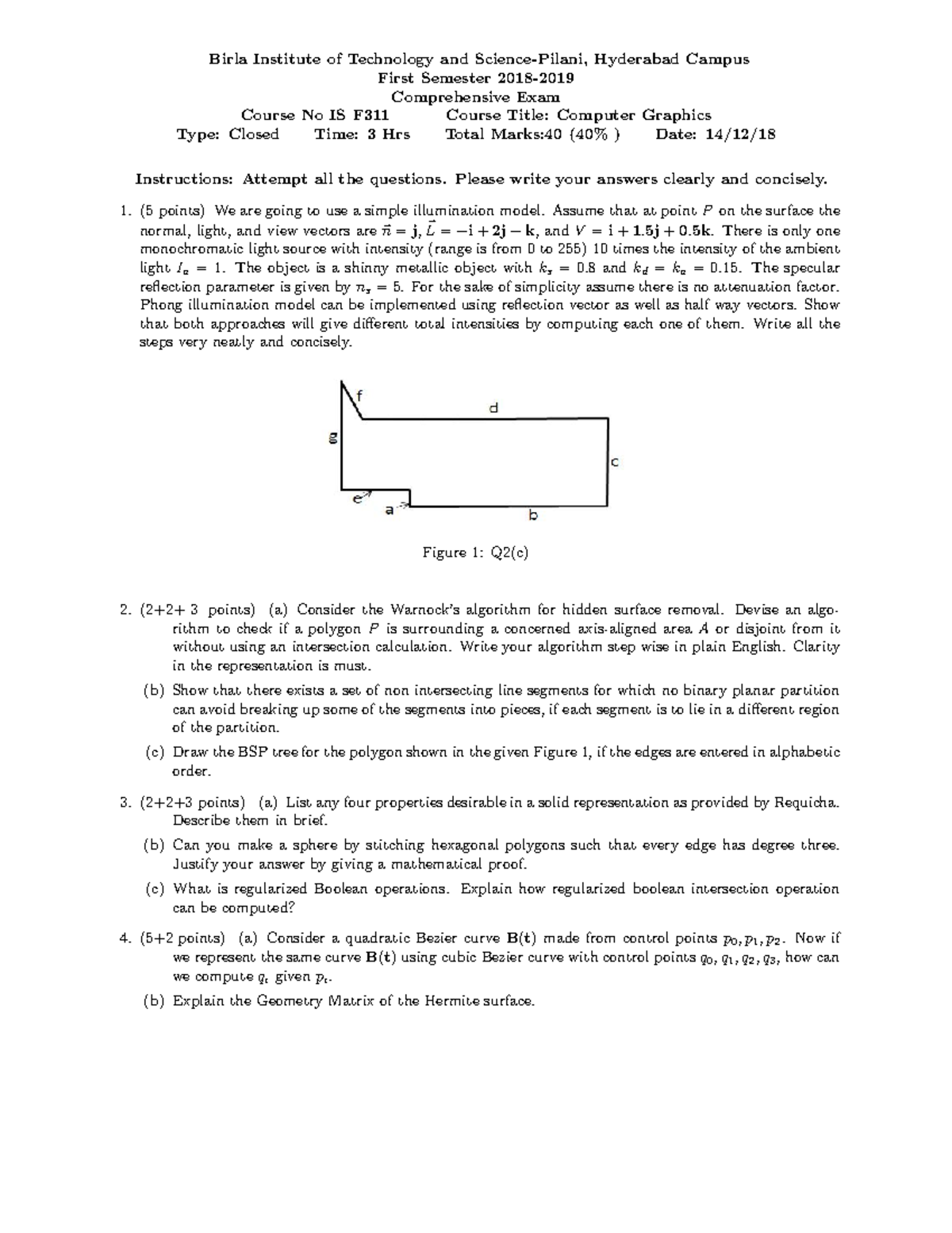 Compre-4-1 - Previous year paper - Birla Institute of Technology and ...