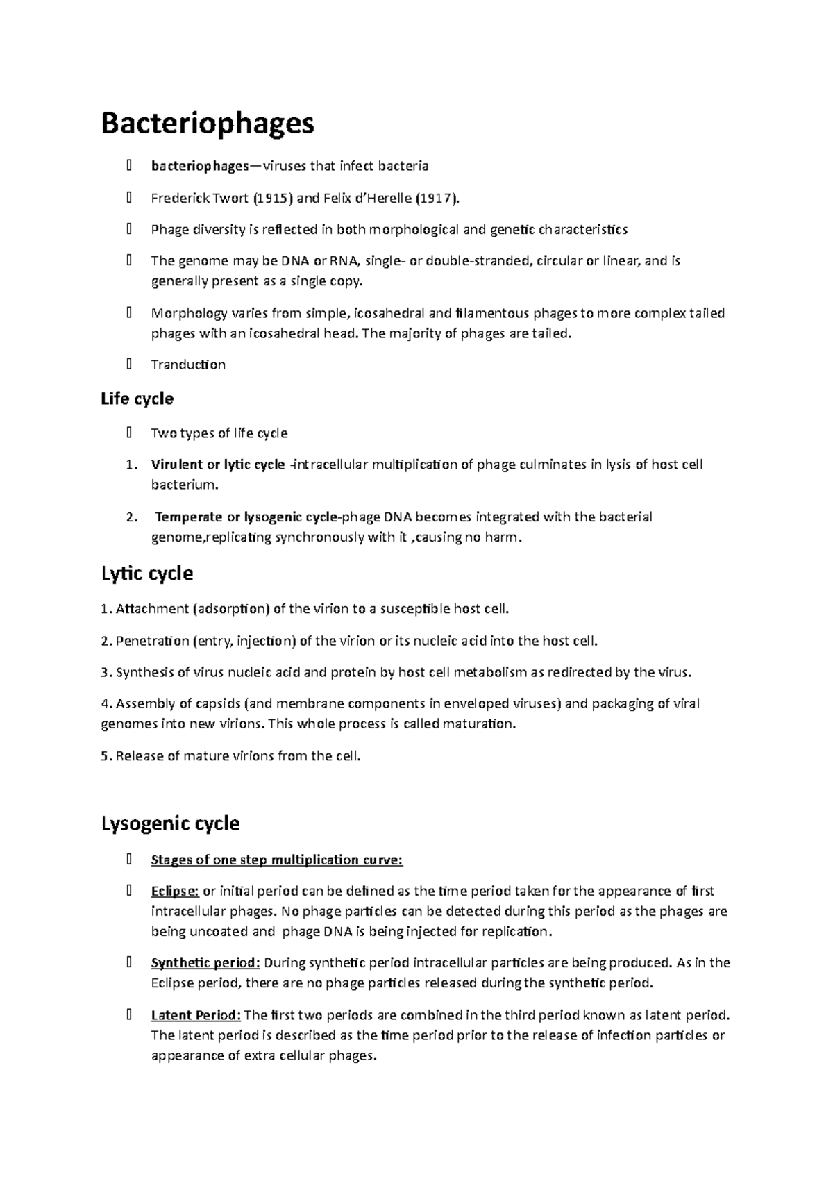 Bacteriophages - Lytic cycle,Lysogenic cycle. - Bacteriophages ...