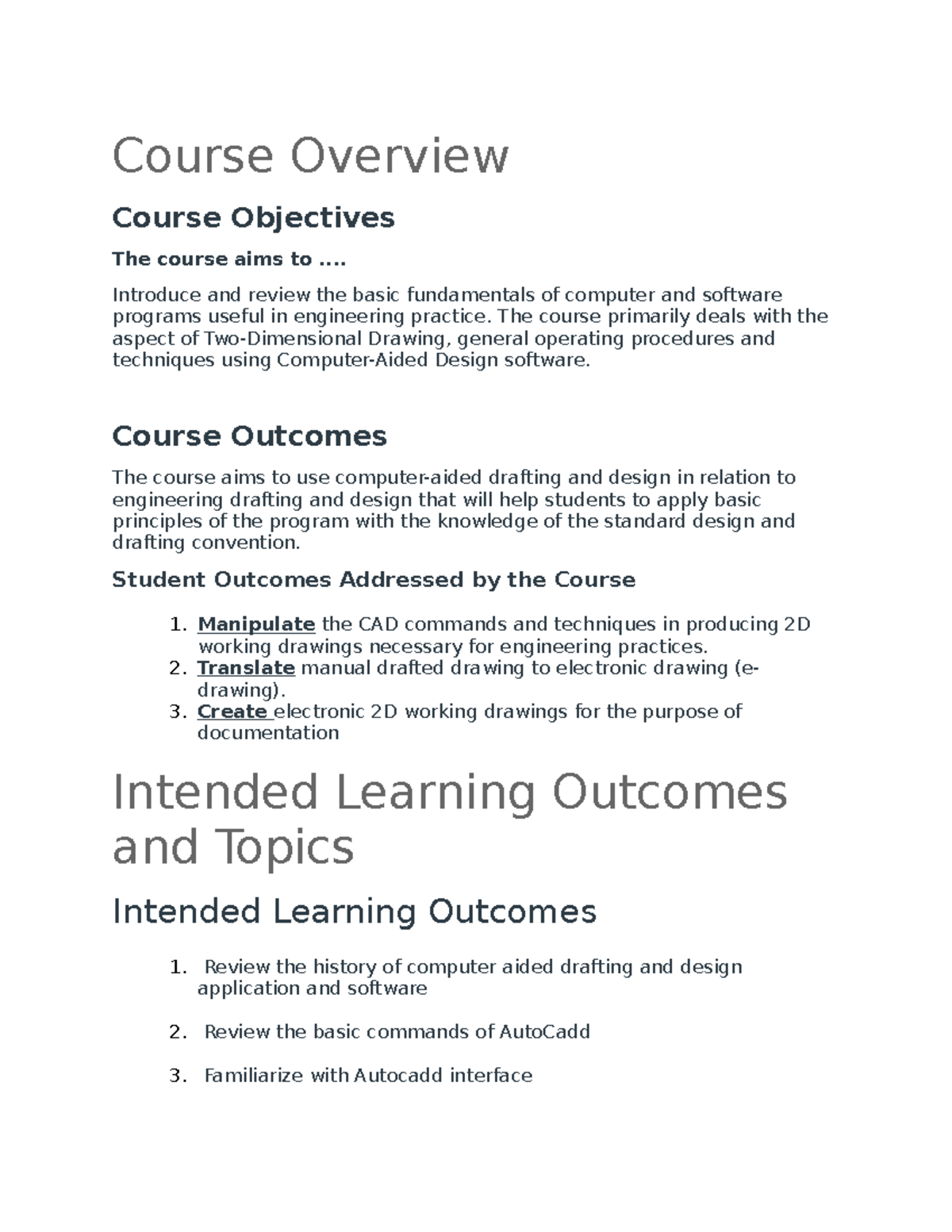 CADD 001 Computer - Aided Drafting and Design - Computer Programming 1 ...