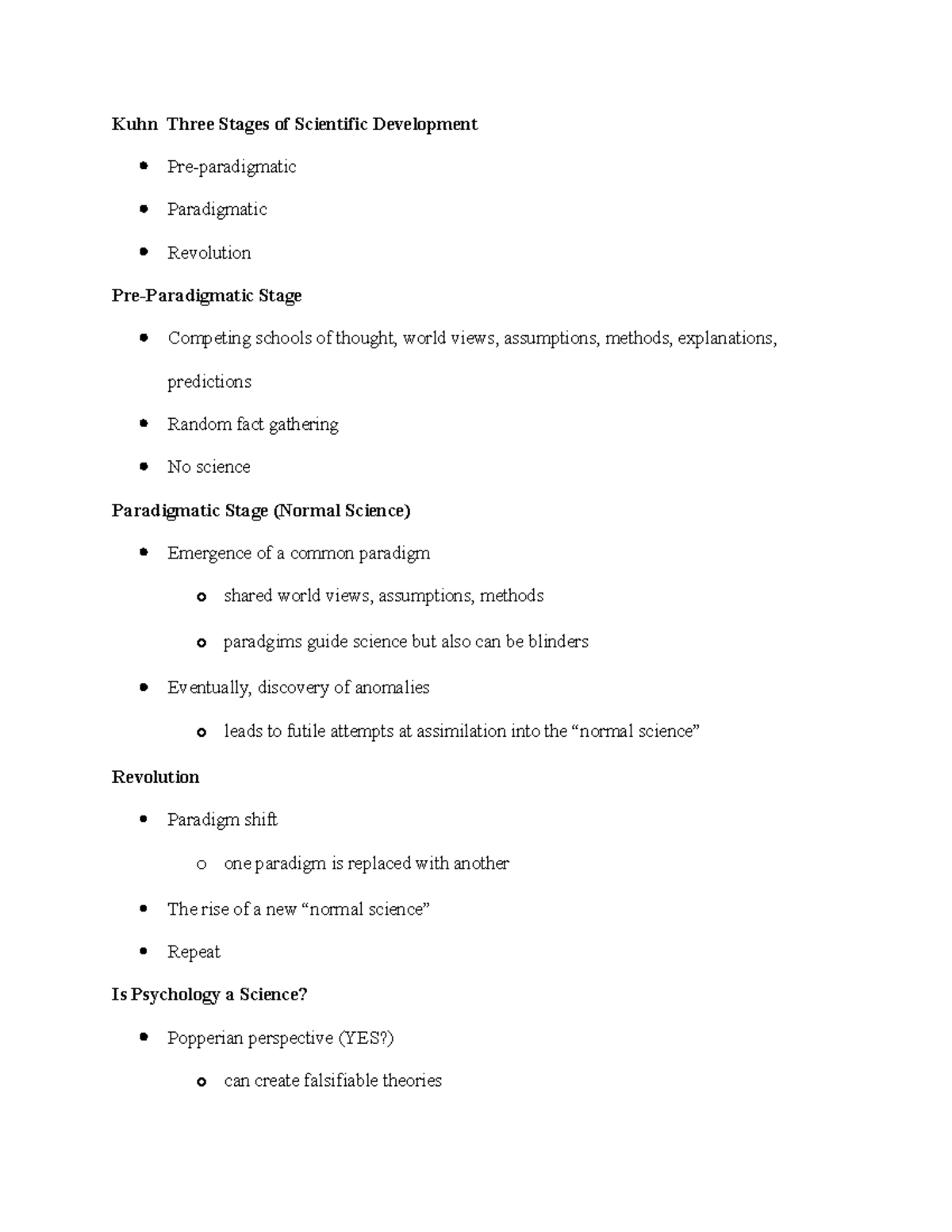 Three stages of scientific development - Kuhn Three Stages of ...