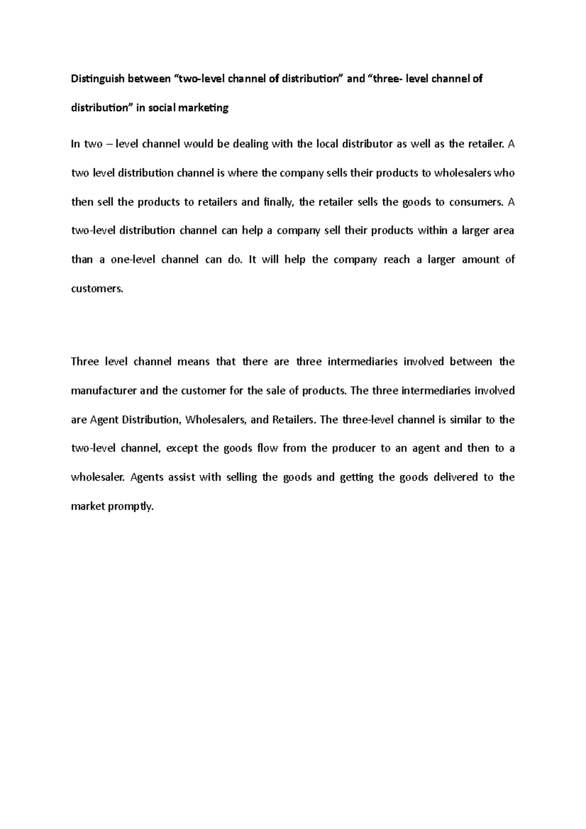 TEST ADS402 - STUDY - Distinguish between “two-level channel of ...