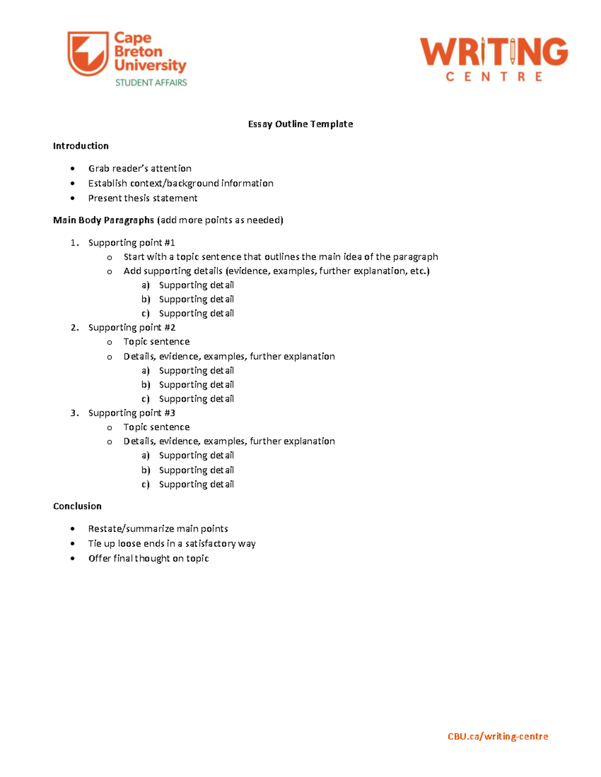 Essay-Outline-Template - CBU/writing-centre Essay Outline Template ...