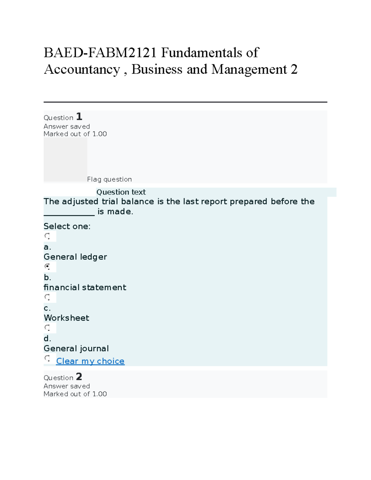 FABM 2121 WEEK 11 - 20 SEC SEM - BAED-FABM2121 Fundamentals of ...
