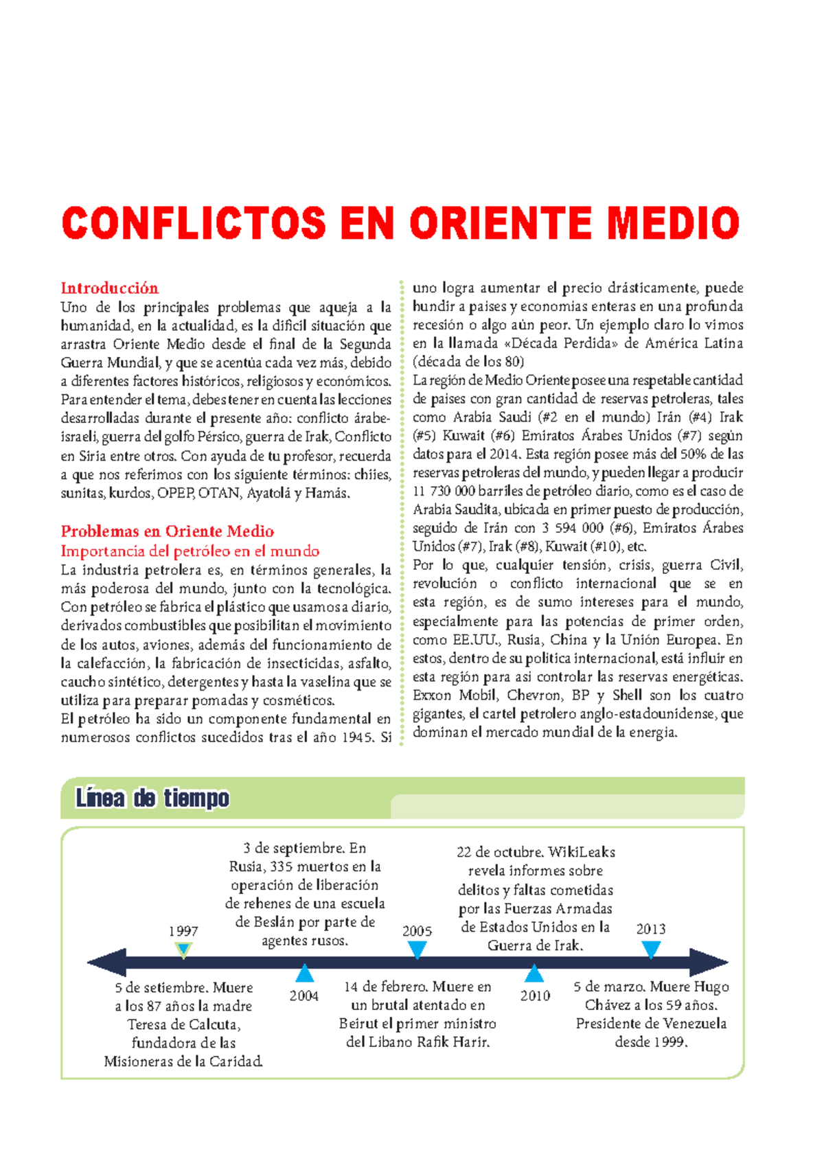 Ficha- Conflictos EN Medio Oriente - Introducción Uno de los ...