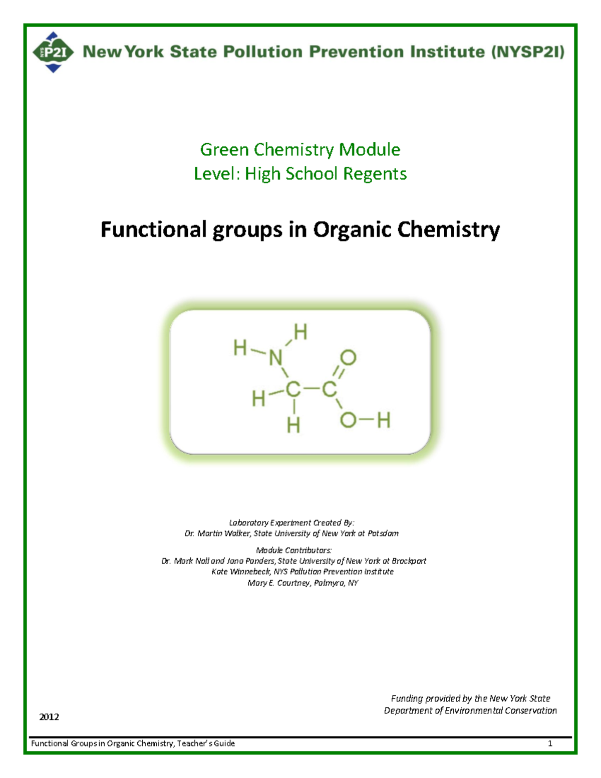 Green Chemistry Module Functional Groups in Organic Chemistry - Green ...