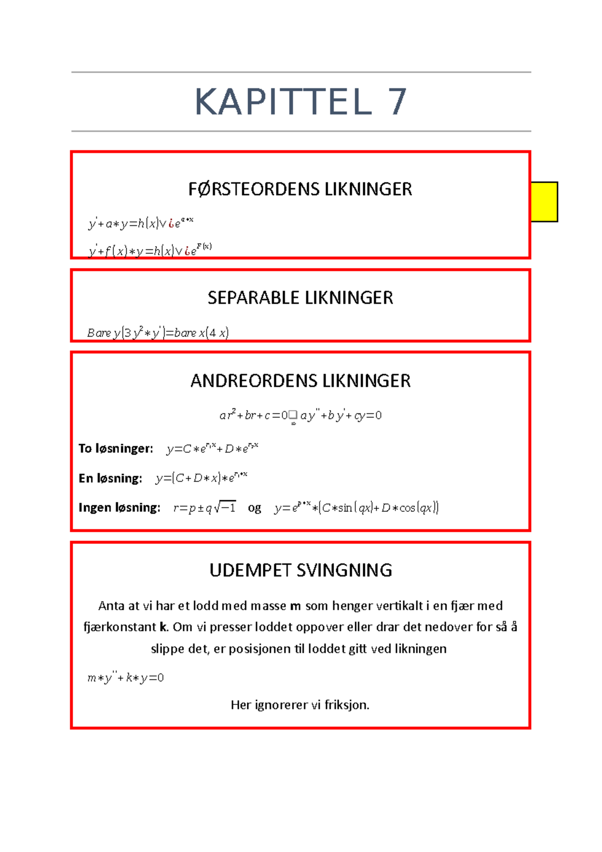 Oppsummering - Kapittel 7: Differensiallikninger (Sinus R2) - KAPITTEL 7 |y|= 5 ⇒ y=± 5 - Studocu