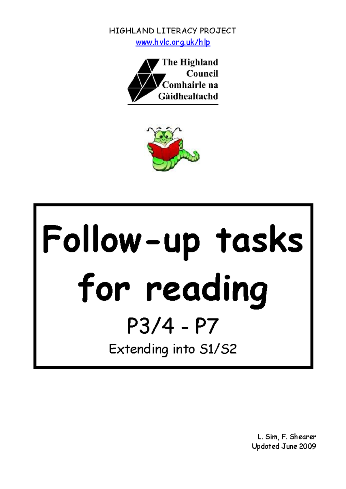 Hlp core reading upper follow up tasks - HIGHLAND LITERACY PROJECT hvlc ...