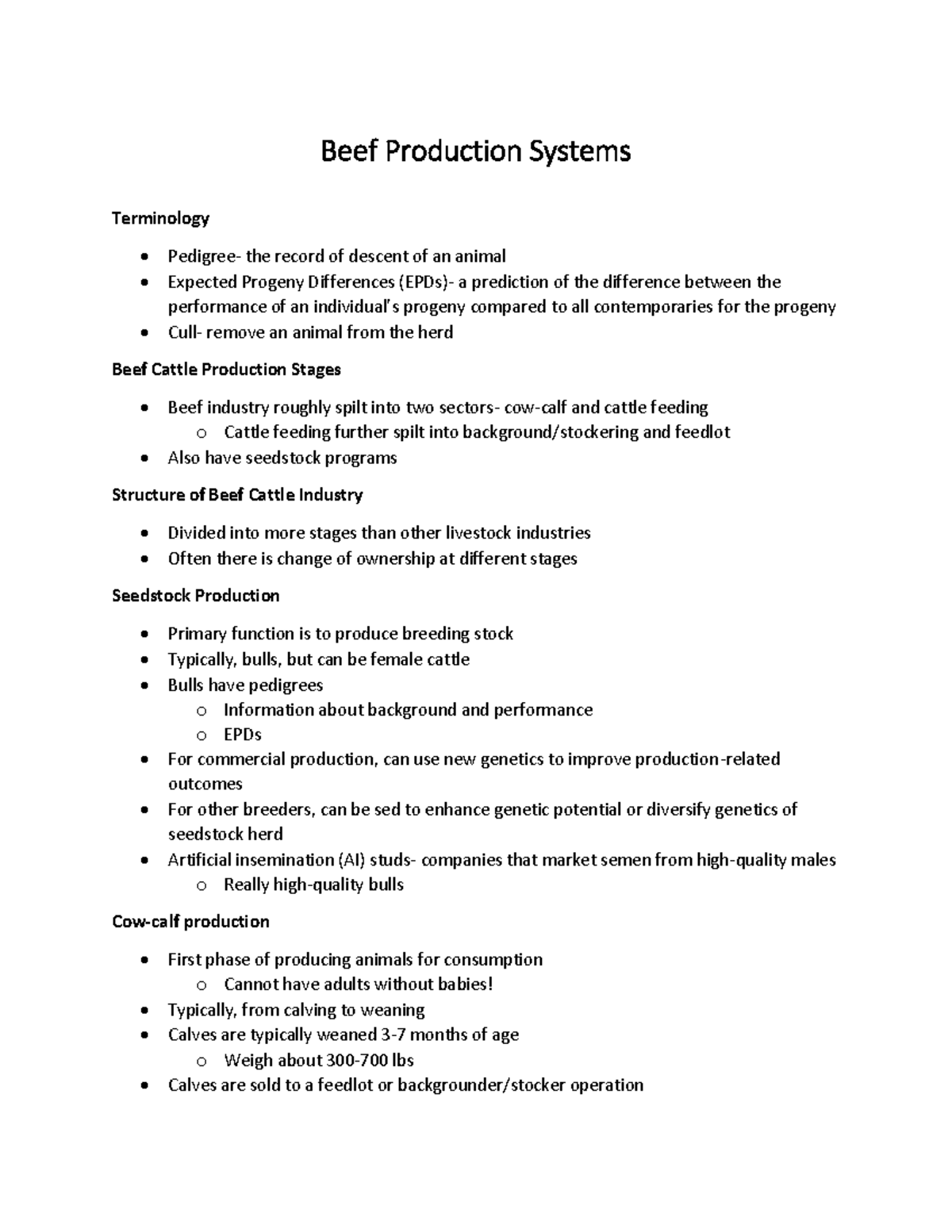 Beef Production Systems - Beef Production Systems Terminology Pedigree ...