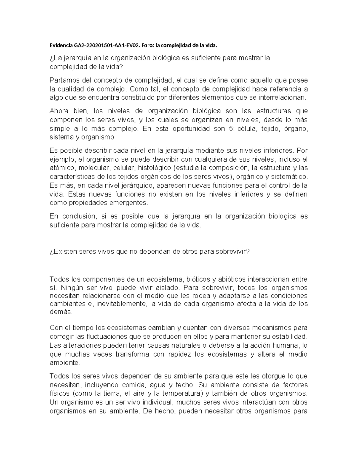 Foro - apuntes - Evidencia GA2-220201501-AA1-EV02. Foro: la complejidad ...