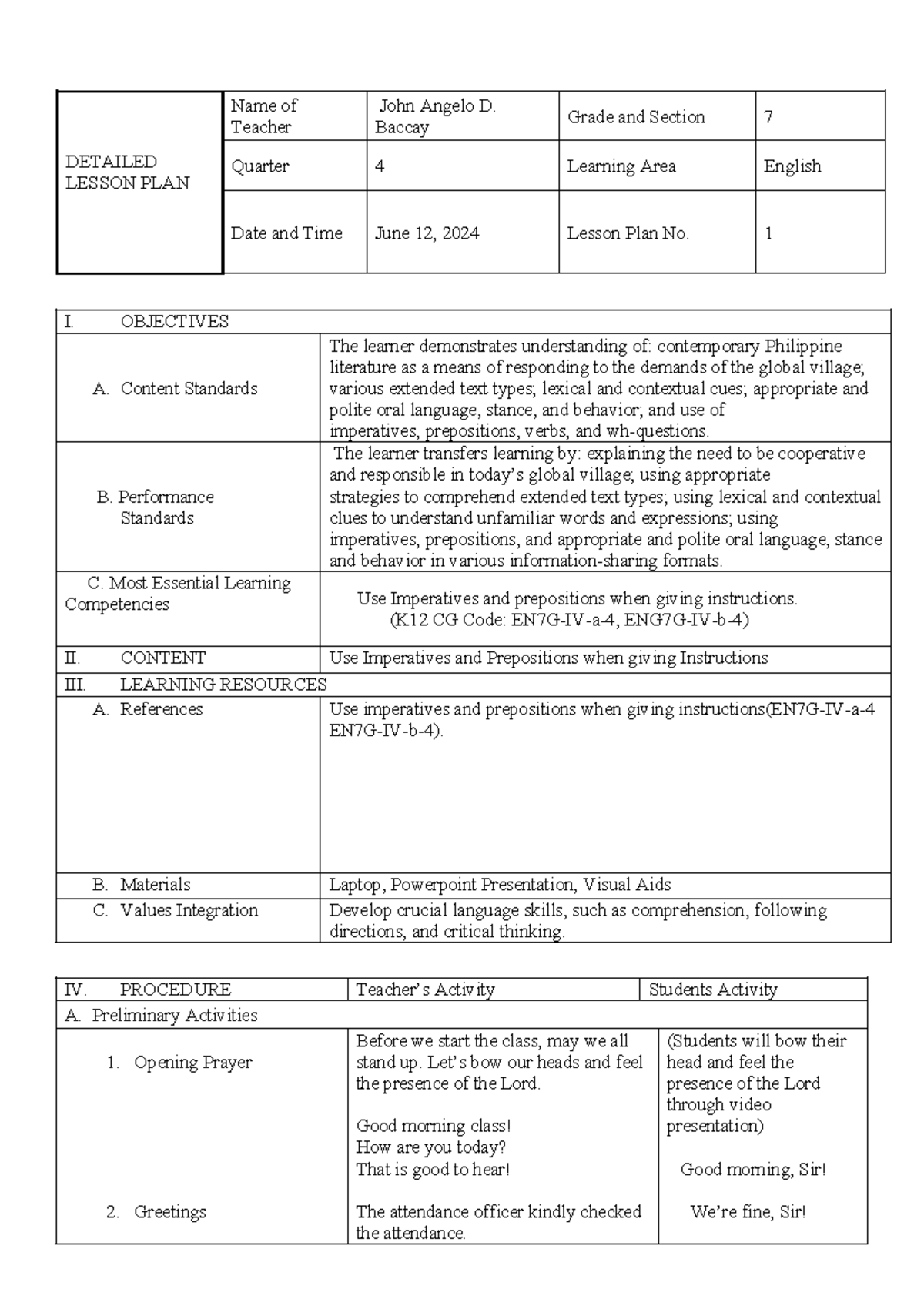 Using Imperative and Preposition when giving instructions DLP ...