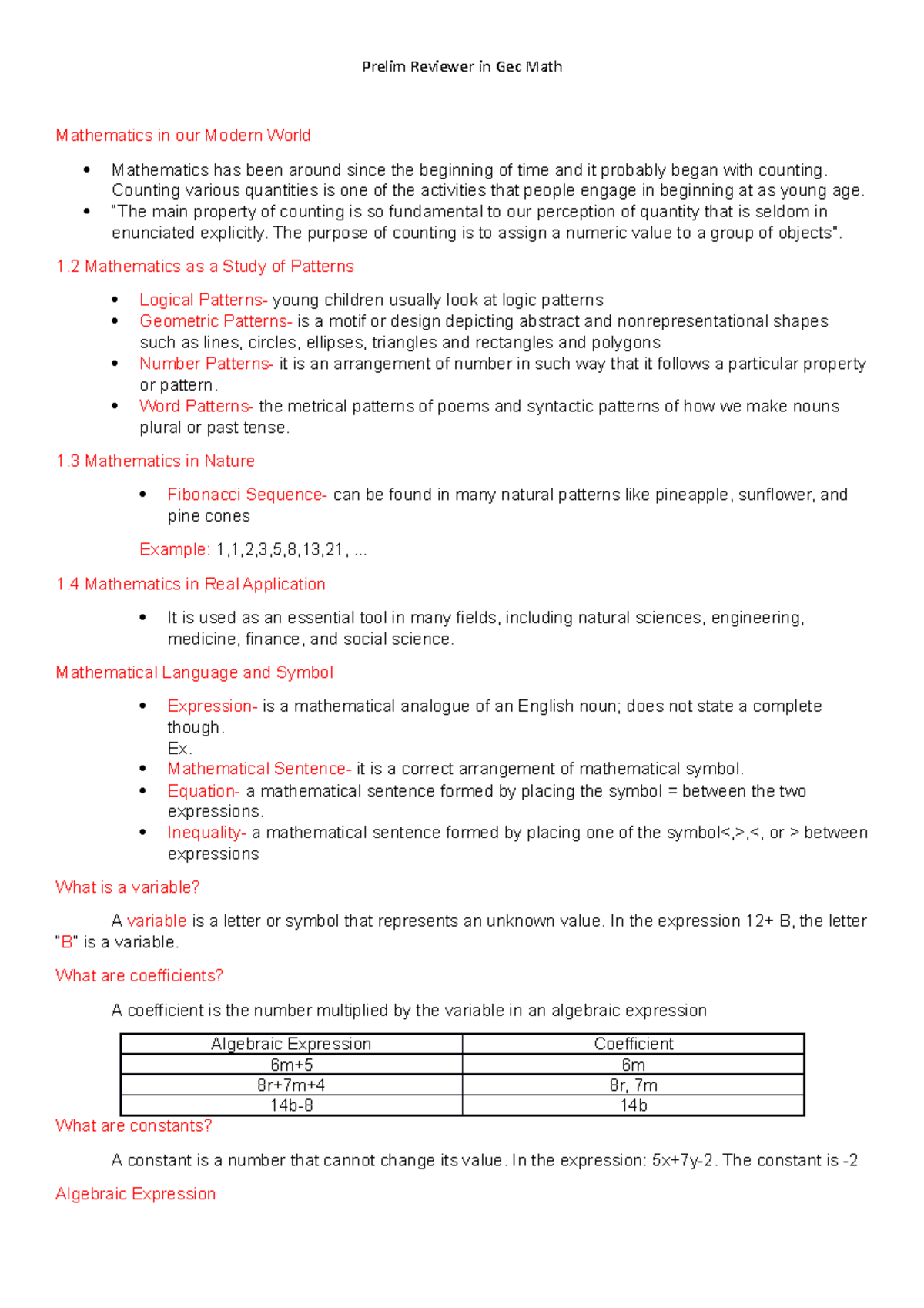 Prelim-Reviewer - Preliminary Examination - Prelim Reviewer in Gec Math Mathematics in our ...