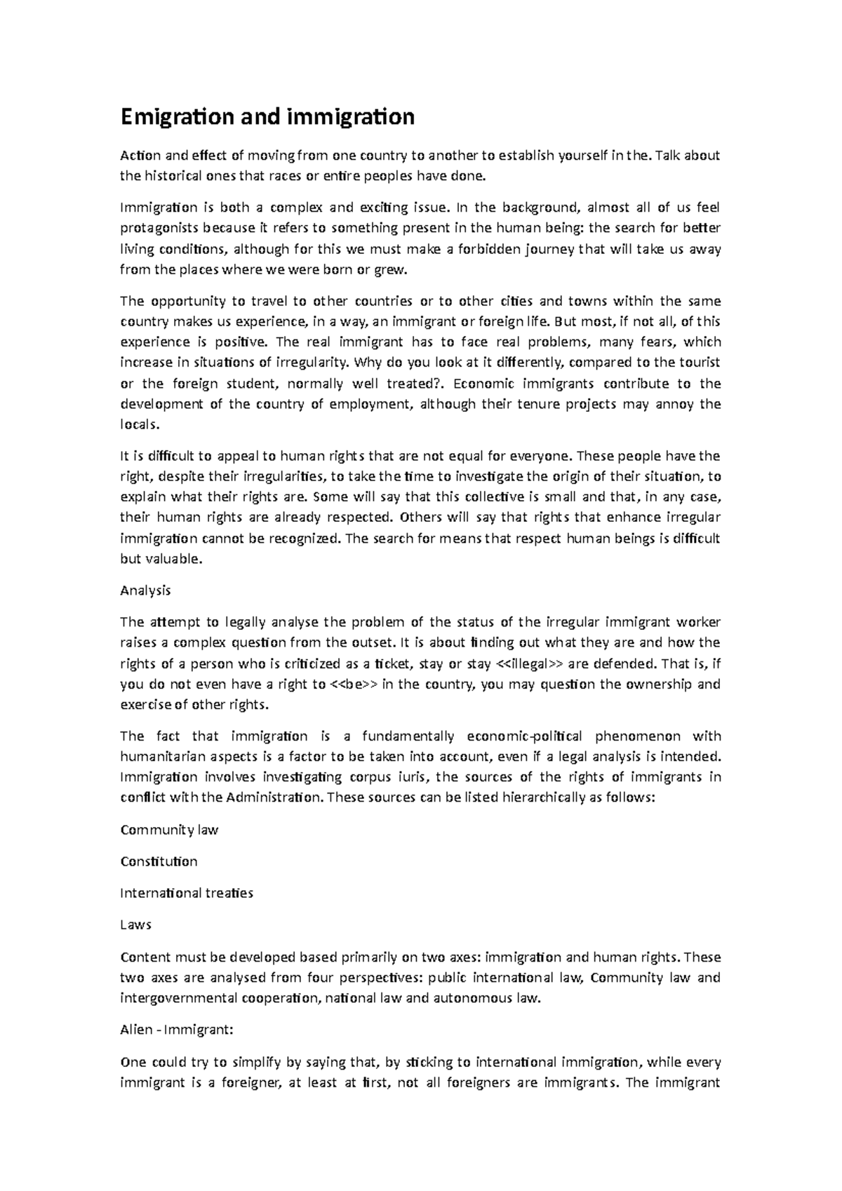 Emigration and immigration - Emigration and immigration Action and ...