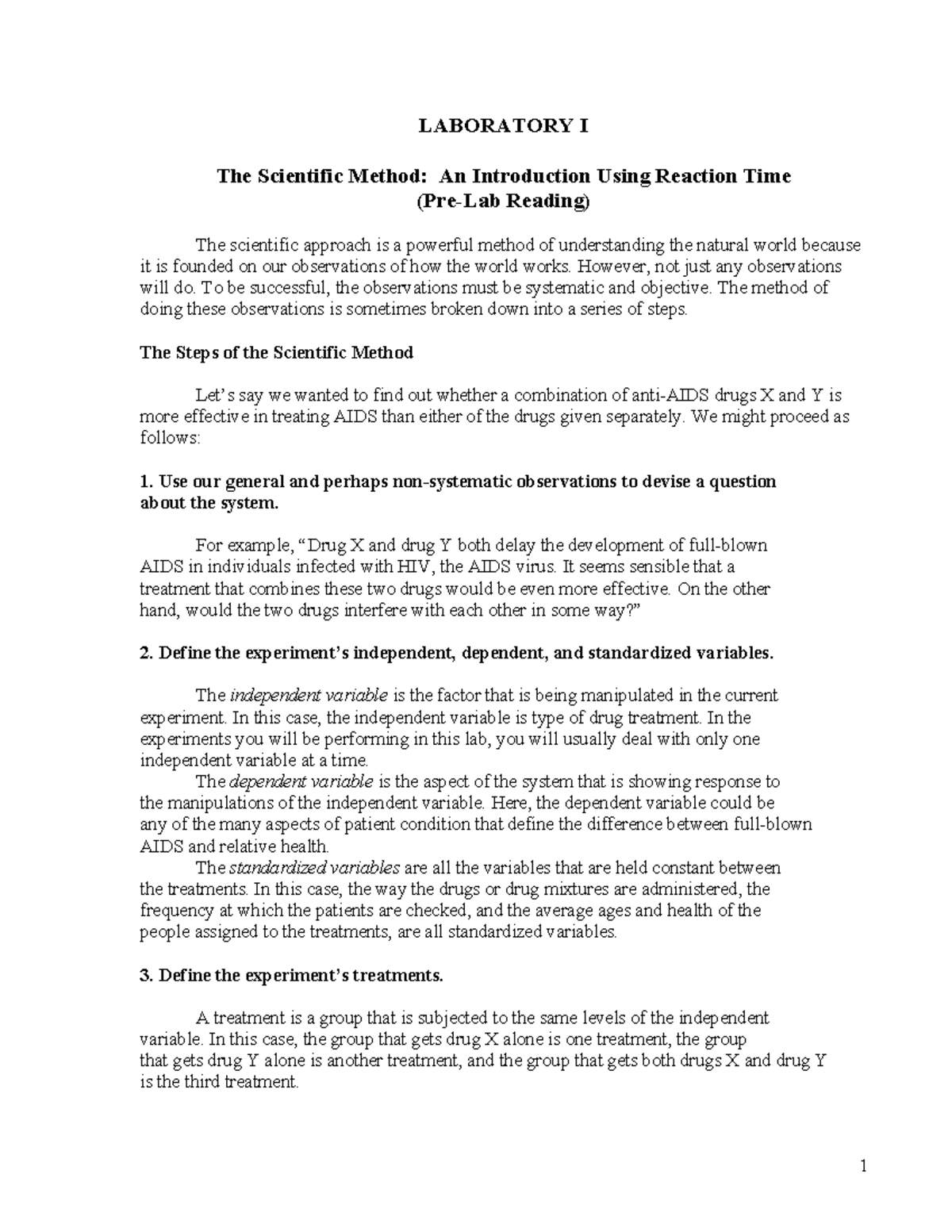 Biology Today Lab 1: Scientific Method - LABORATORY I The Scientific ...