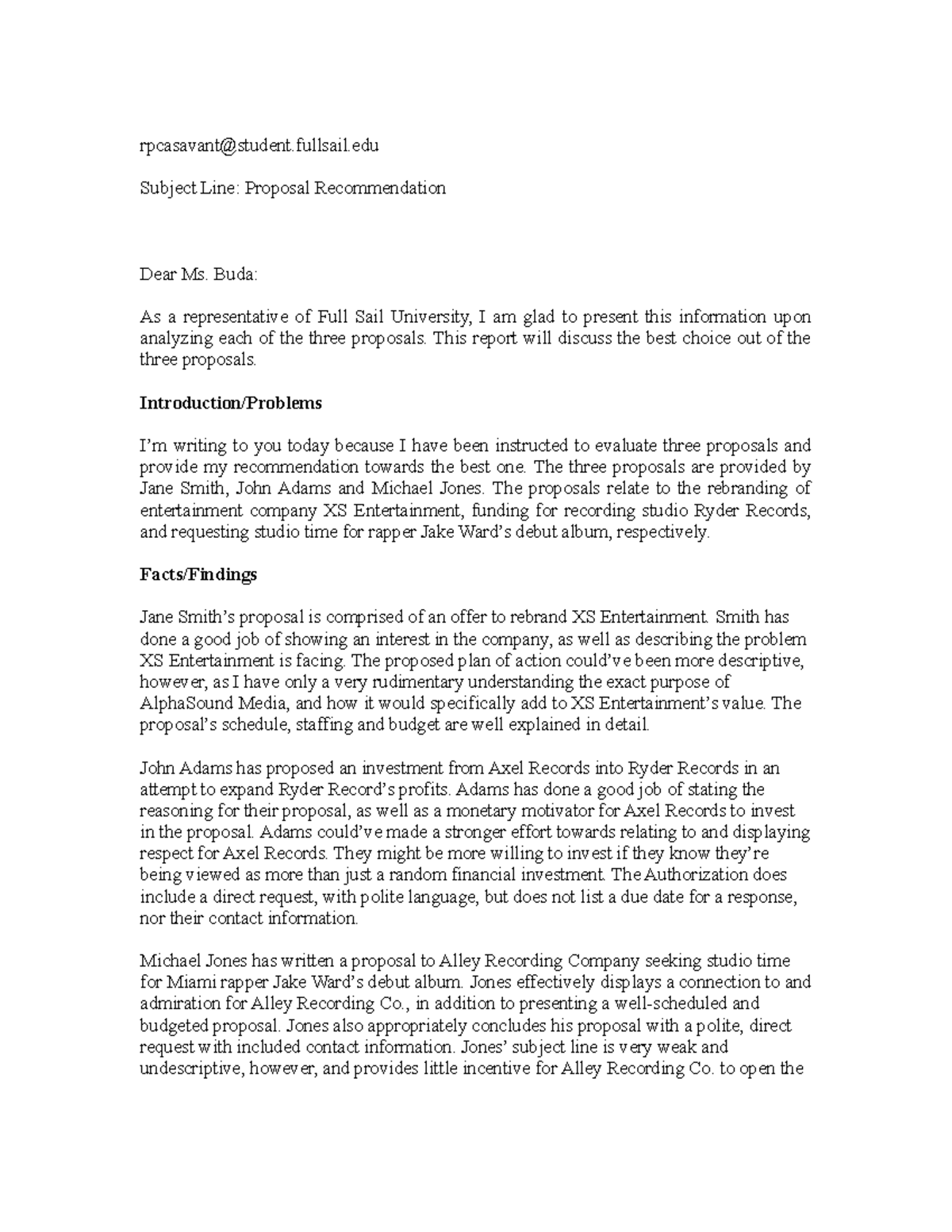 Professional Recommendation Rpcasavant student fullsail Subject Line professional-recommendation-rpcasavant-student-fullsail-subject-line