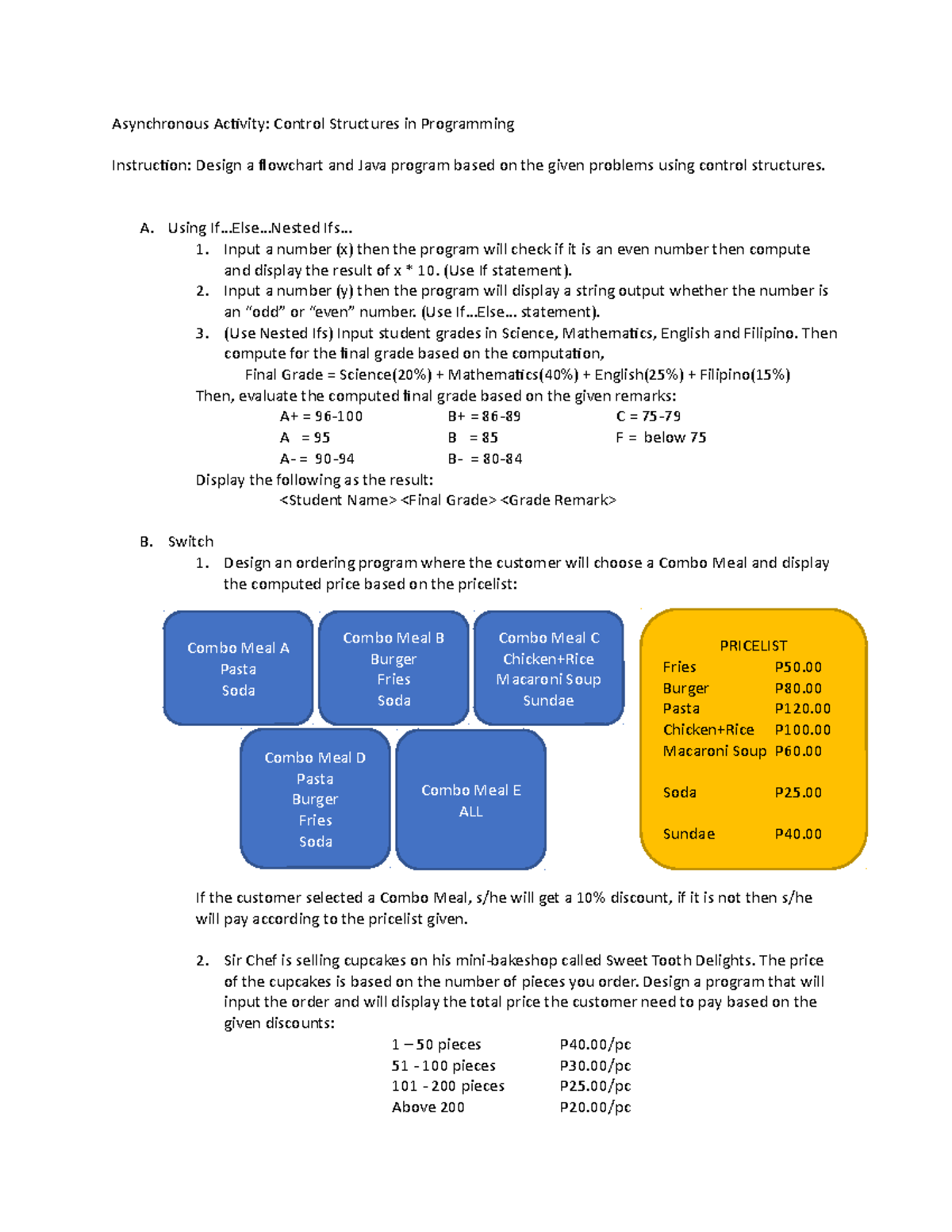 Activity 3 Programming using Control Structures - Asynchronous Activity ...