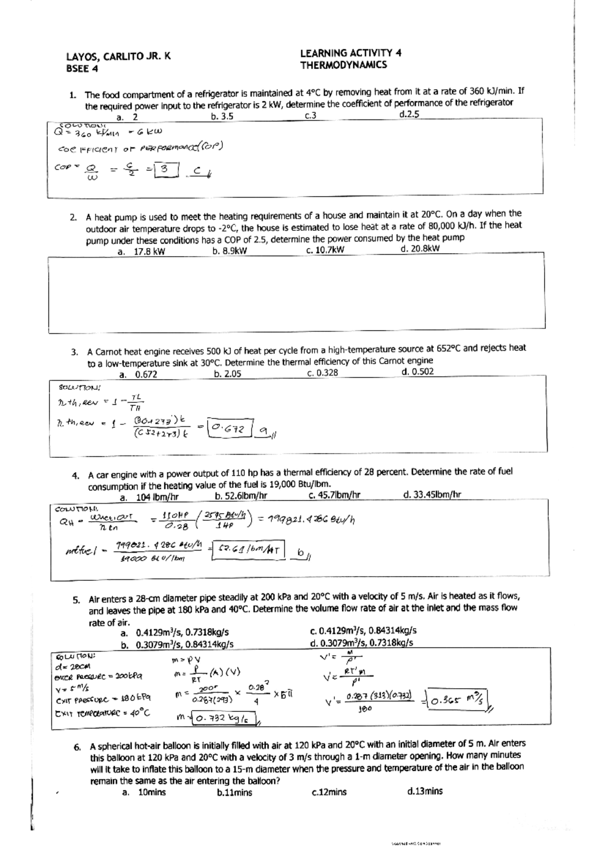 Thermodynamics LA 4 - Bachelor of Science in Electrical Engineering ...
