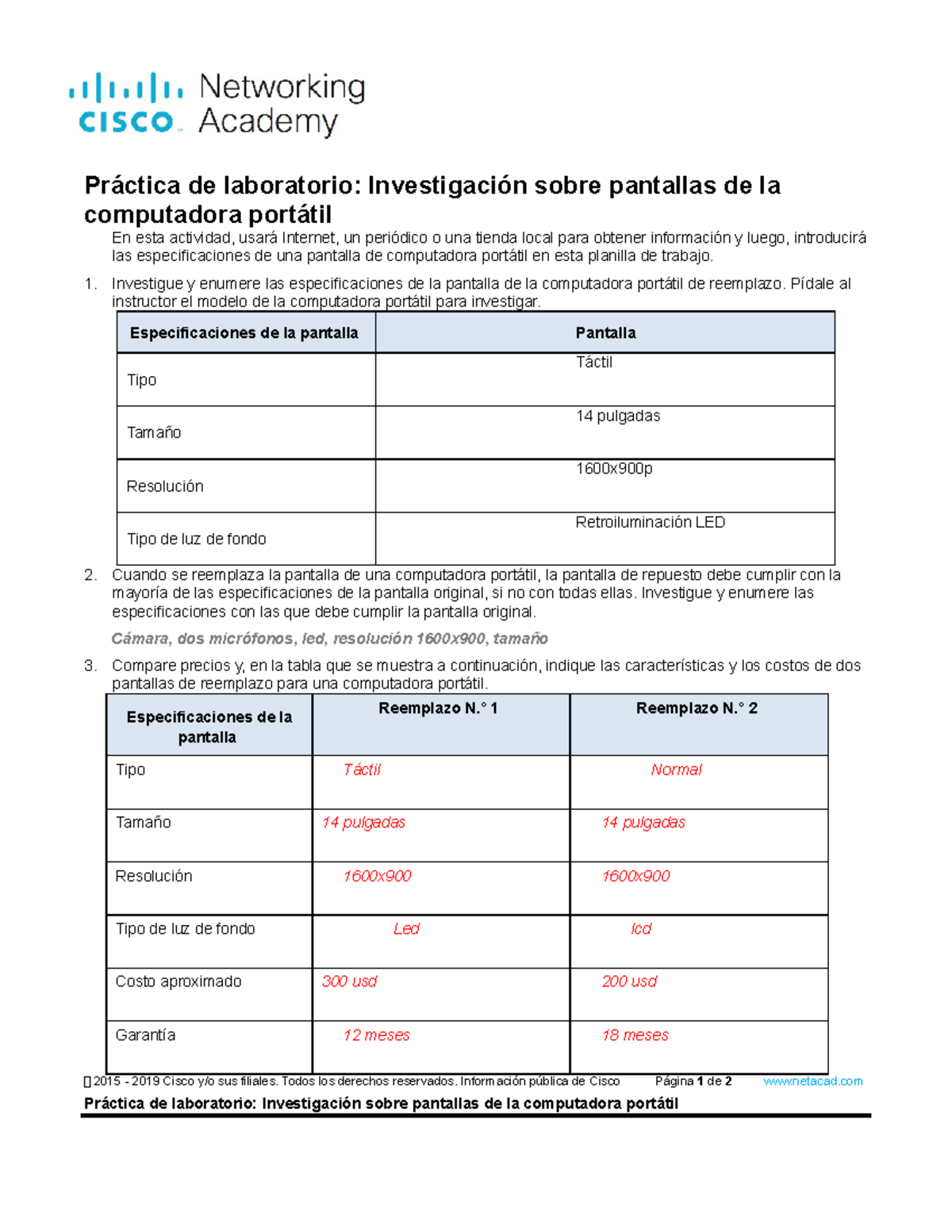 7.3.2.4 Lab - Research Laptop Screens - Práctica de laboratorio ...