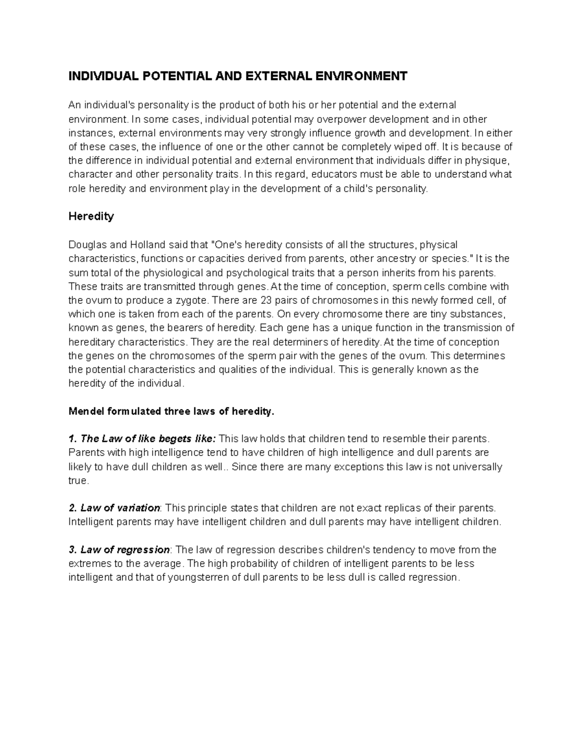 Individual Potential AND External Environment - INDIVIDUAL POTENTIAL ...