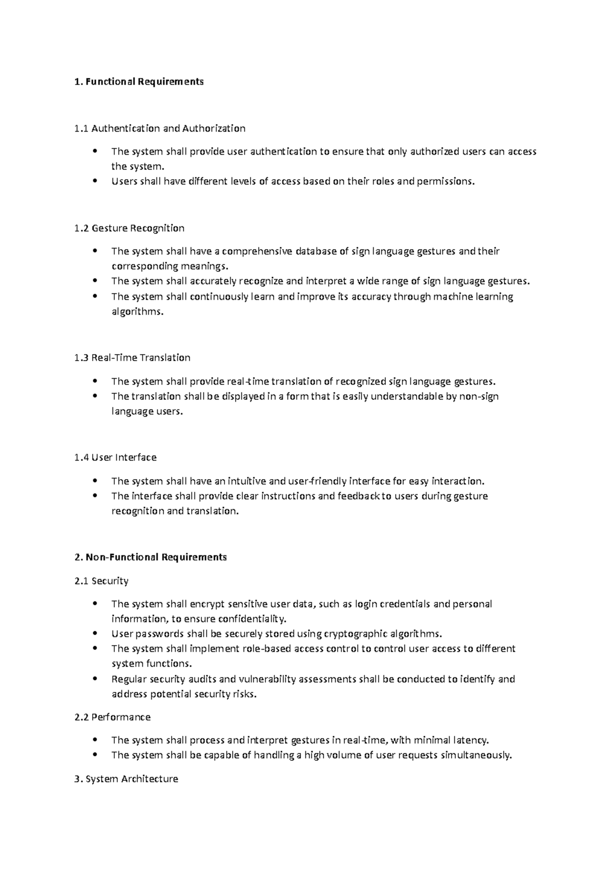 Sofware requirements for gesture recognition for sign language sysytem ...
