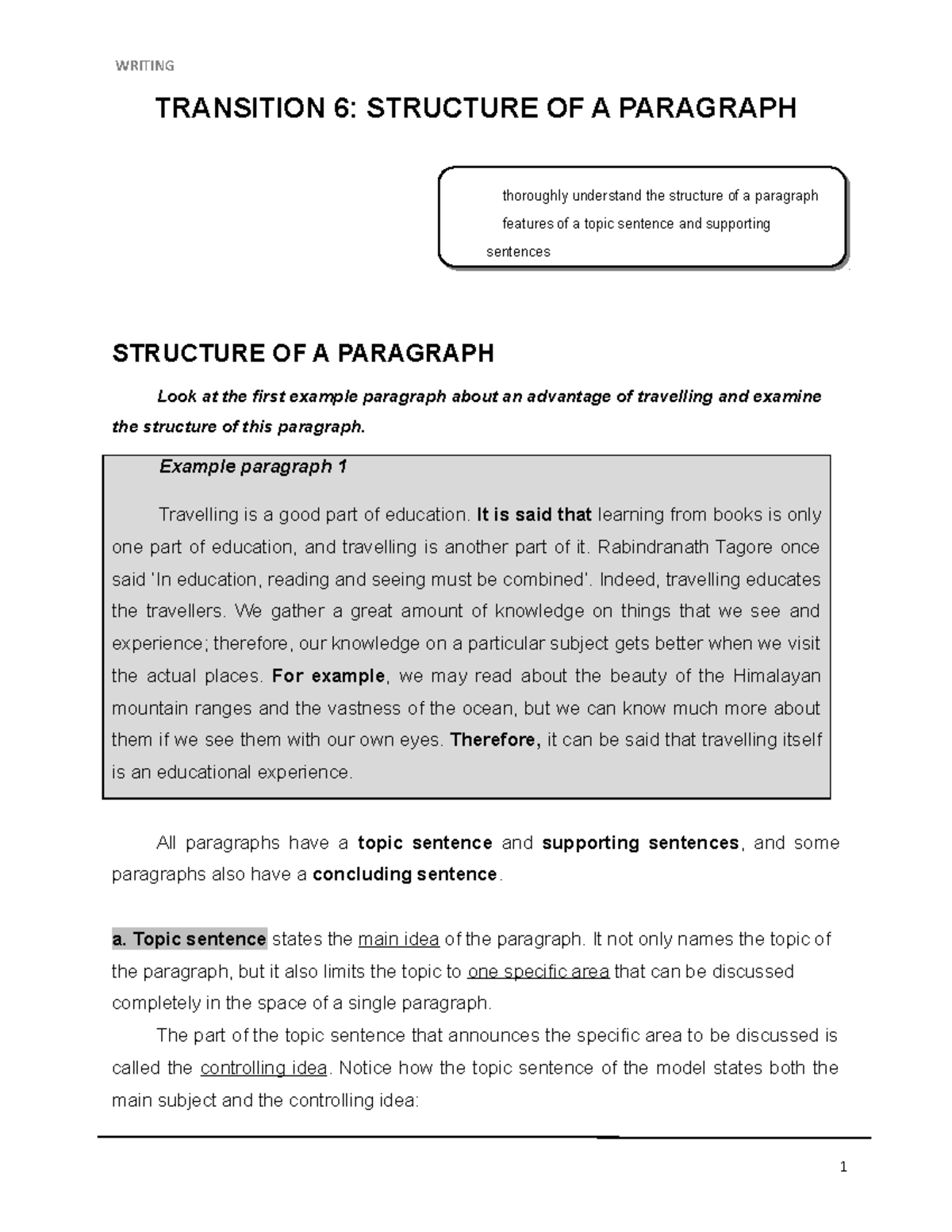 Transition 6 Structure Of A Paragraph TRANSITION 6 STRUCTURE OF A transition-6-structure-of-a-paragraph-transition-6-structure-of-a