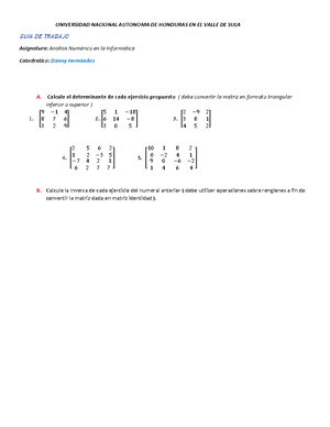 Guía de Ejercicios 1 Analisis Numerico IPAC 2020 - UNIVERSIDAD NACIONAL AUTONOMA DE HONDURAS ...