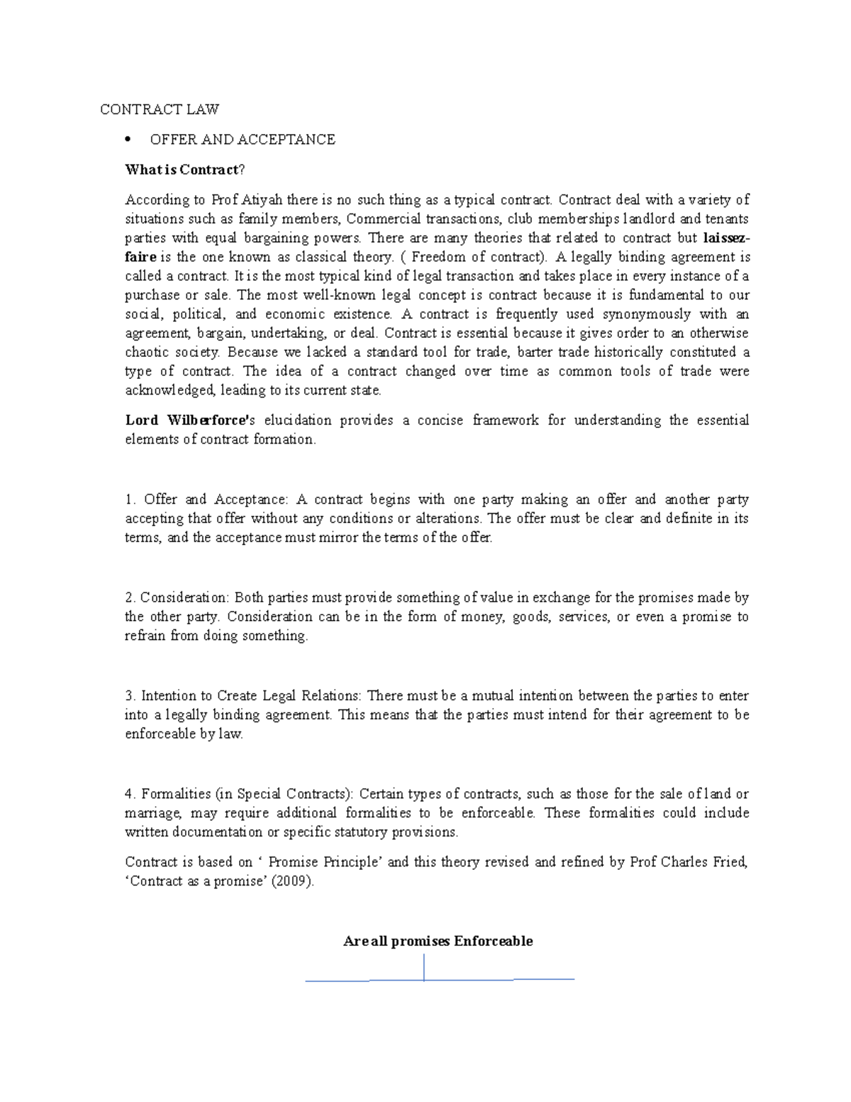Intro Contract CHAP 1 - CONTRACT LAW OFFER AND ACCEPTANCE What is ...