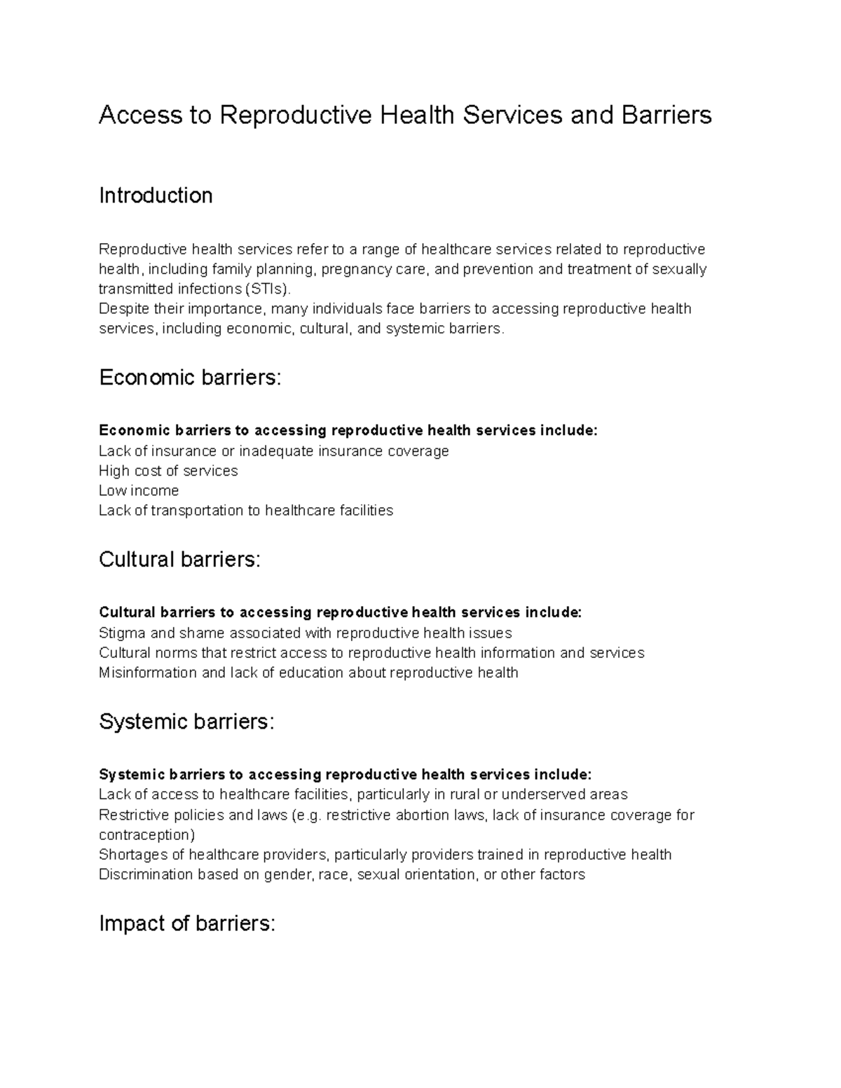 Reproductive Health Lecture 19 Access To Reproductive Health Services