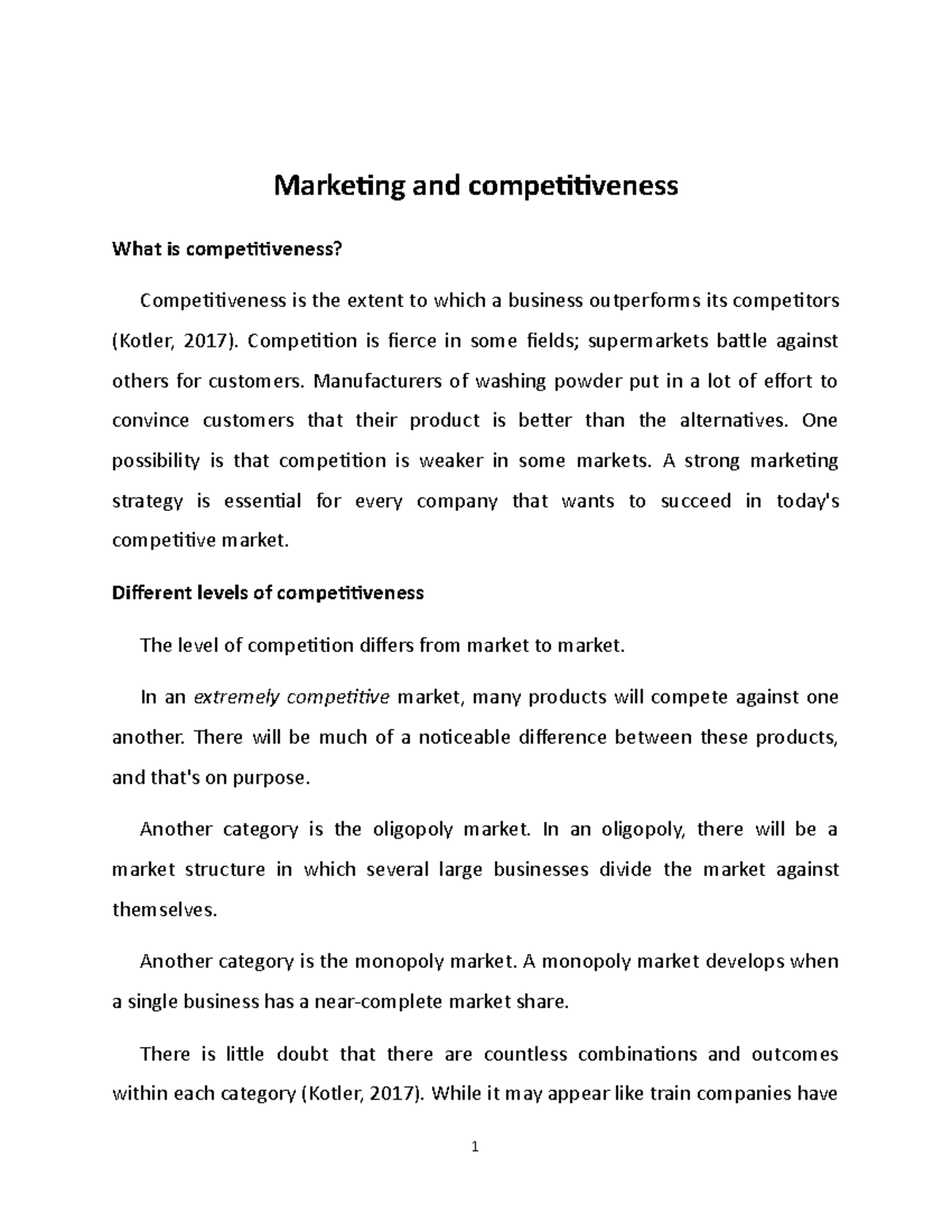 Marketing-competitiveness - Marketing and competitiveness What is ...