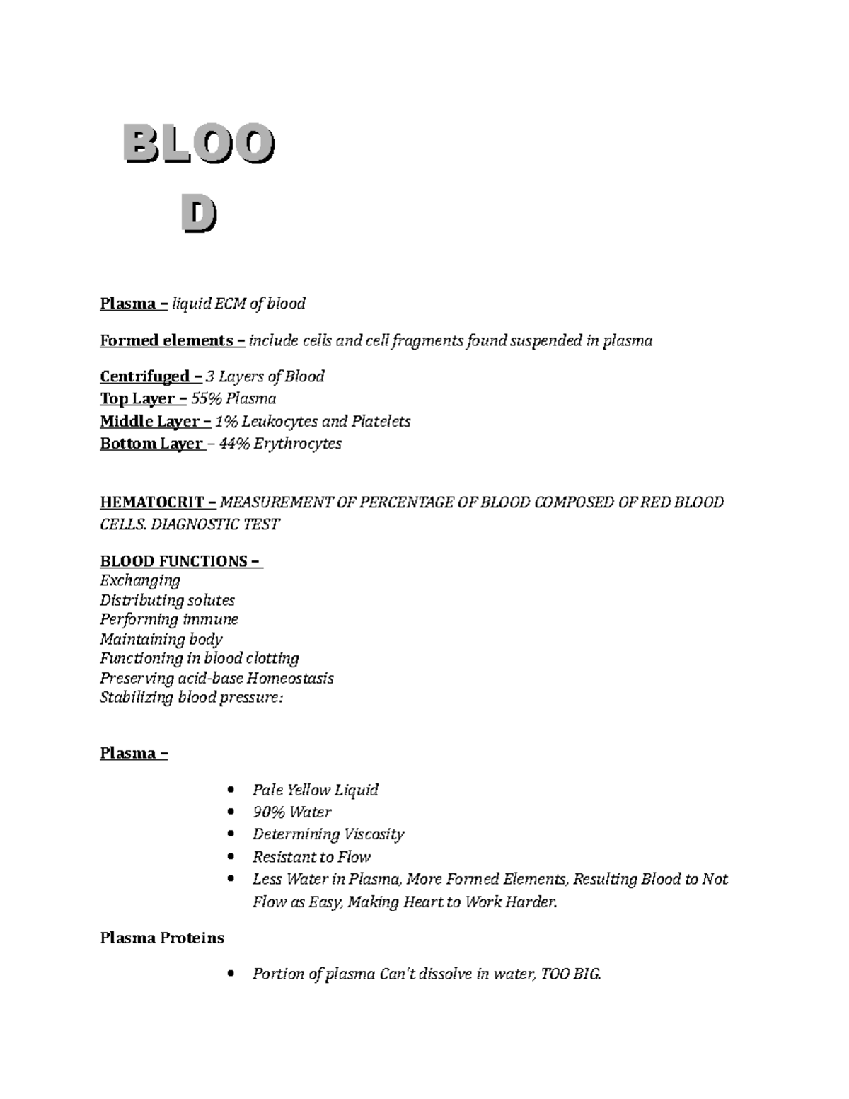 SCB203 Blood Guide - Plasma – liquid ECM of blood Formed elements ...