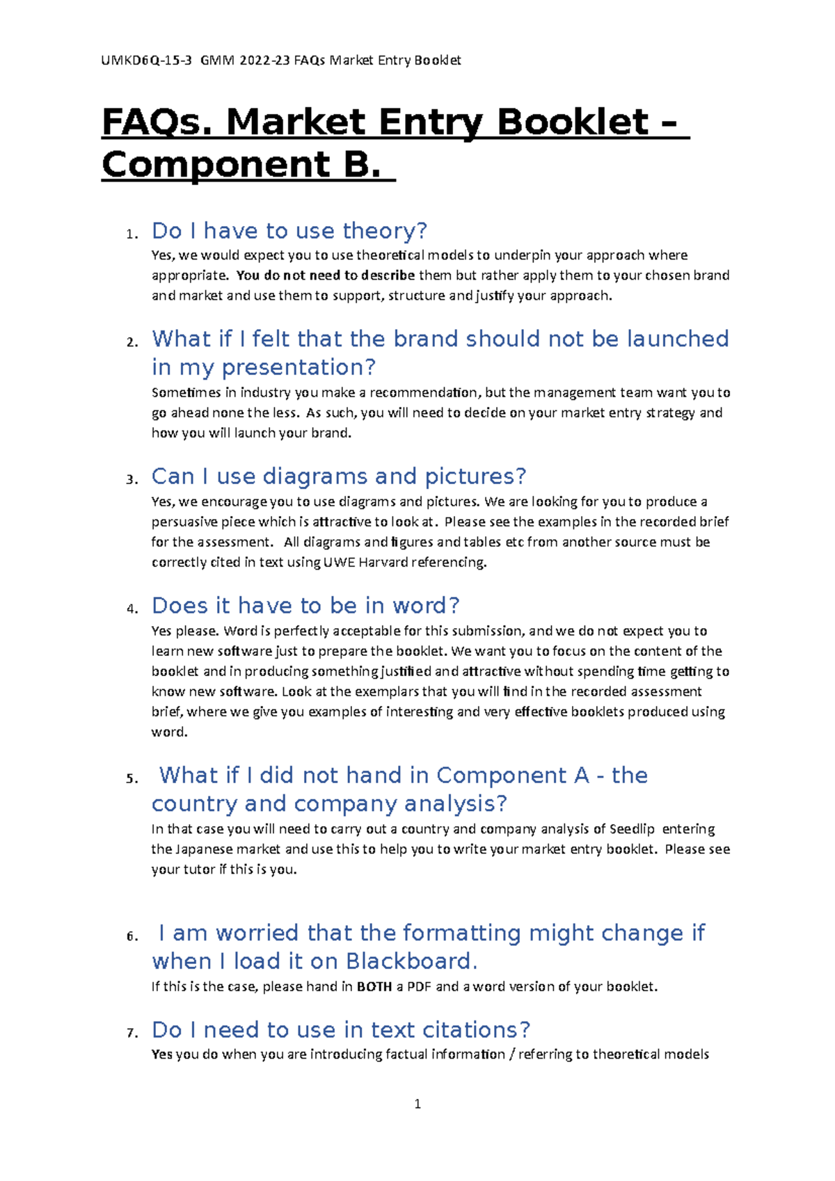 FAQs Market Entry Booklet - Market Entry Booklet – Component B. 1. Do I ...