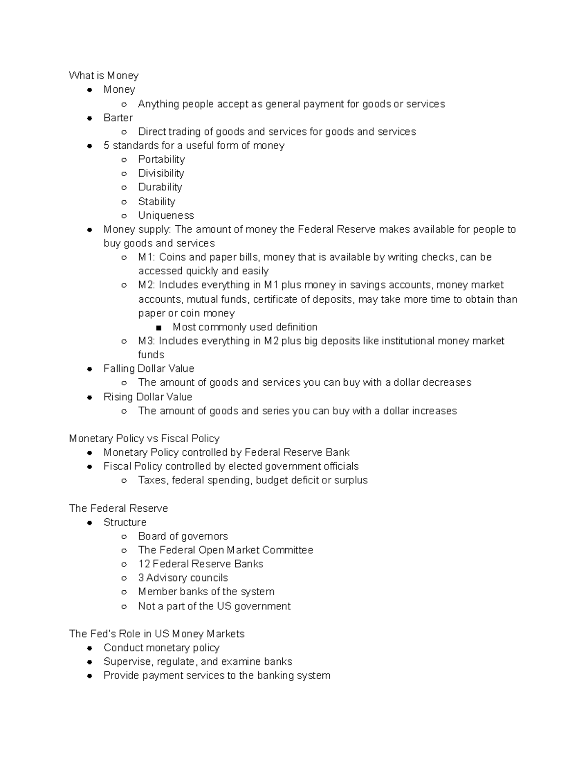 Chapter 20 - Recitation for BUSN 101 - What is Money Money Anything ...