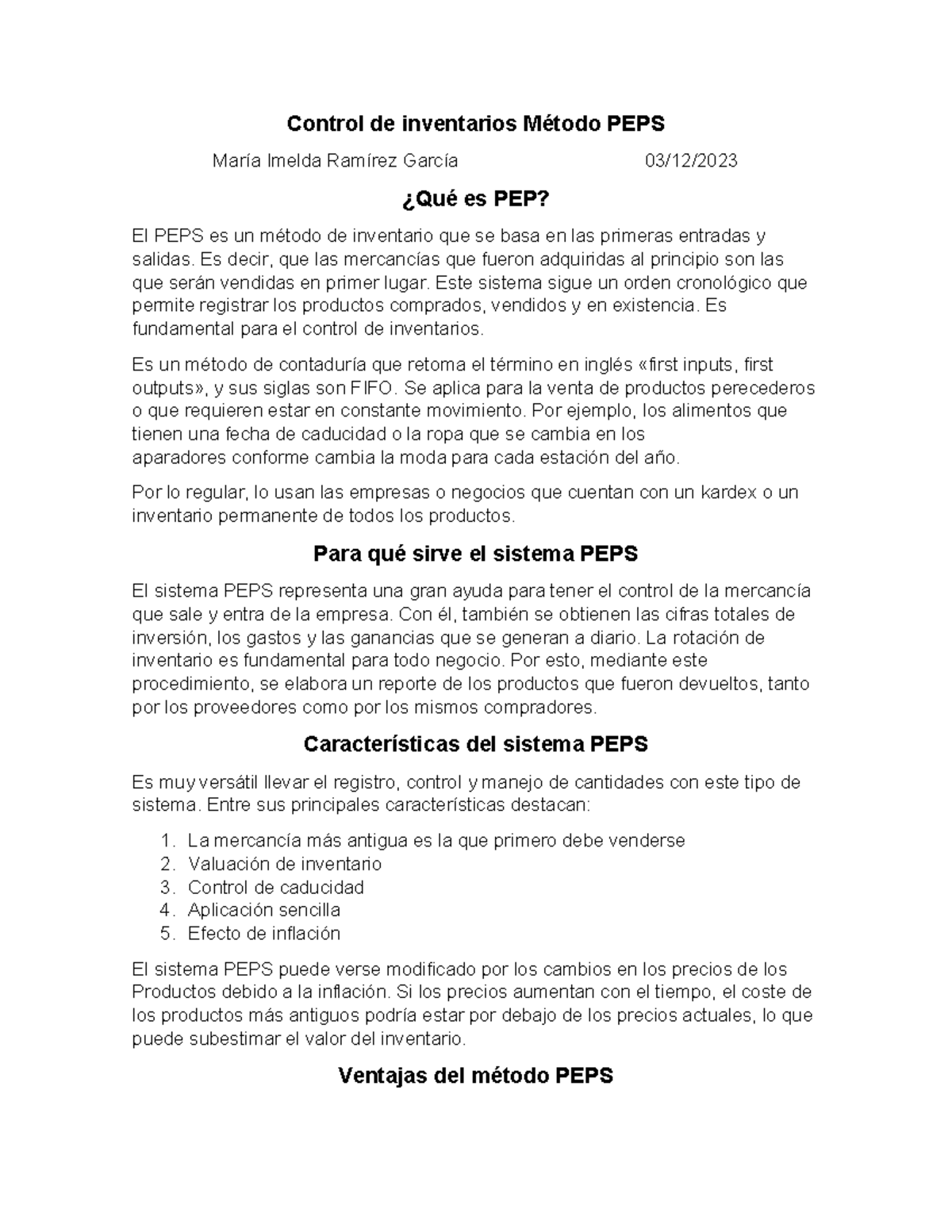 Control de inventarios Método PEPS - Control de inventarios Método PEPS ...