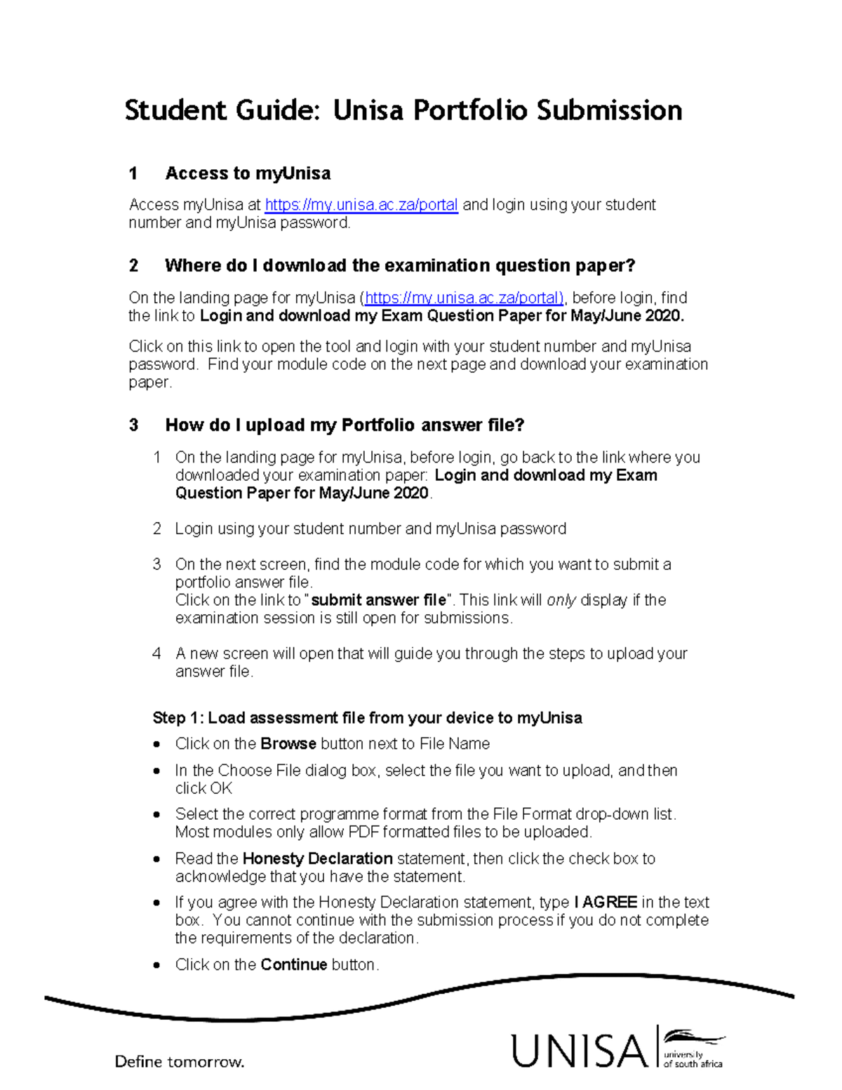 Student Guide for Exam Portfolio on Assessment Info Tool v4 - Student ...