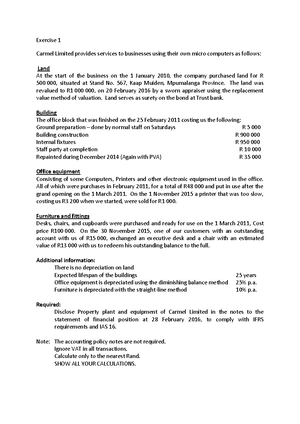 AFS Solutions - statement of comprehensive income answers - QUESTION 1 ...