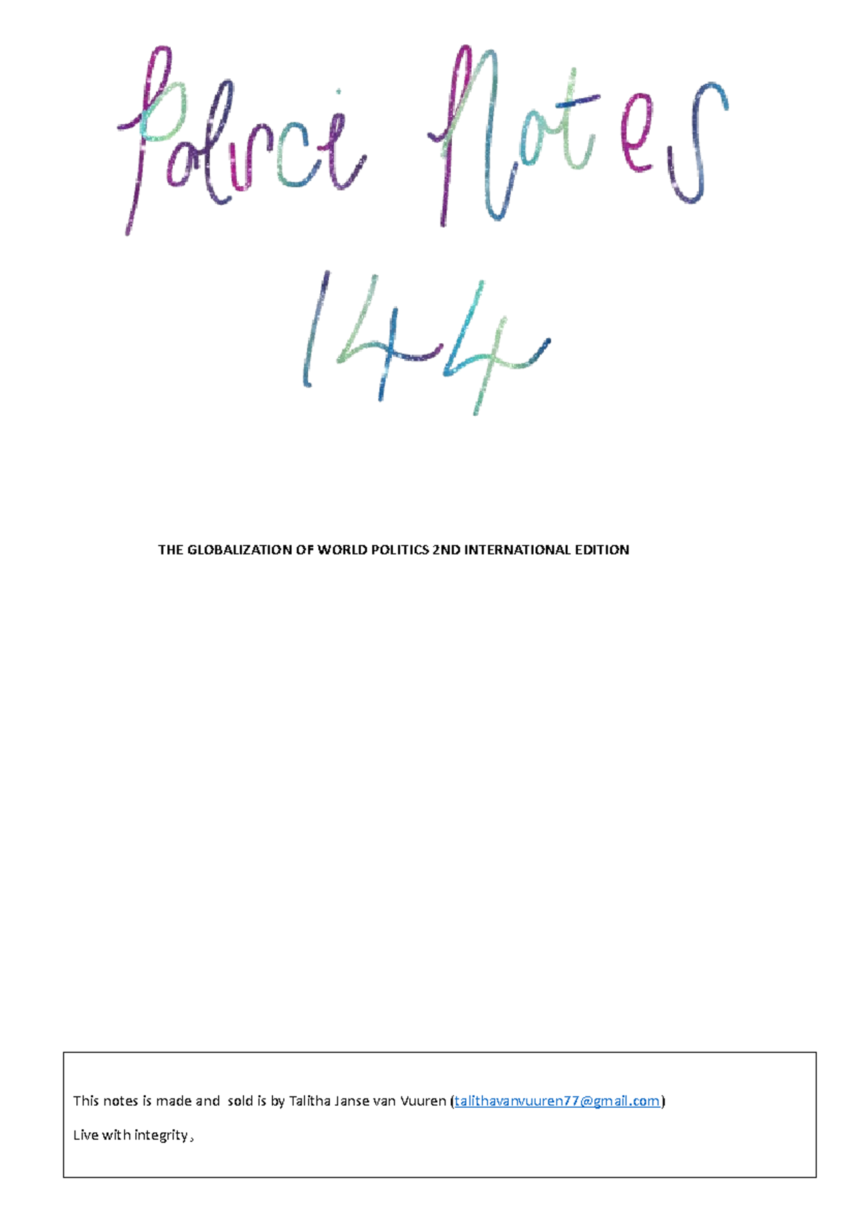 Polsci Notes 144 copy - You only need this to study - THE GLOBALIZATION ...