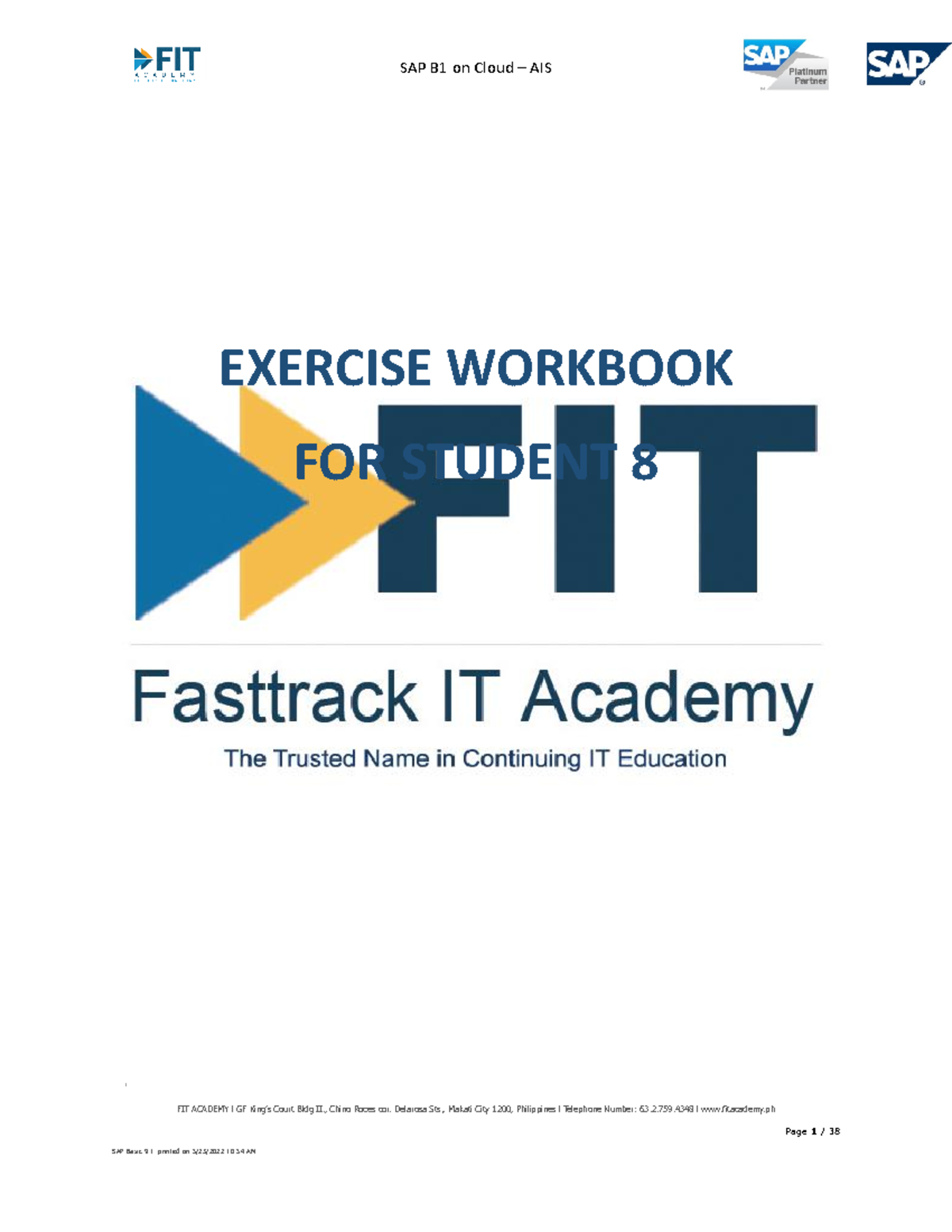Exercise Workbook 8 AIS - EXERCISE WORKBOOK FOR STUDENT 8 FIT ACADEMY l ...
