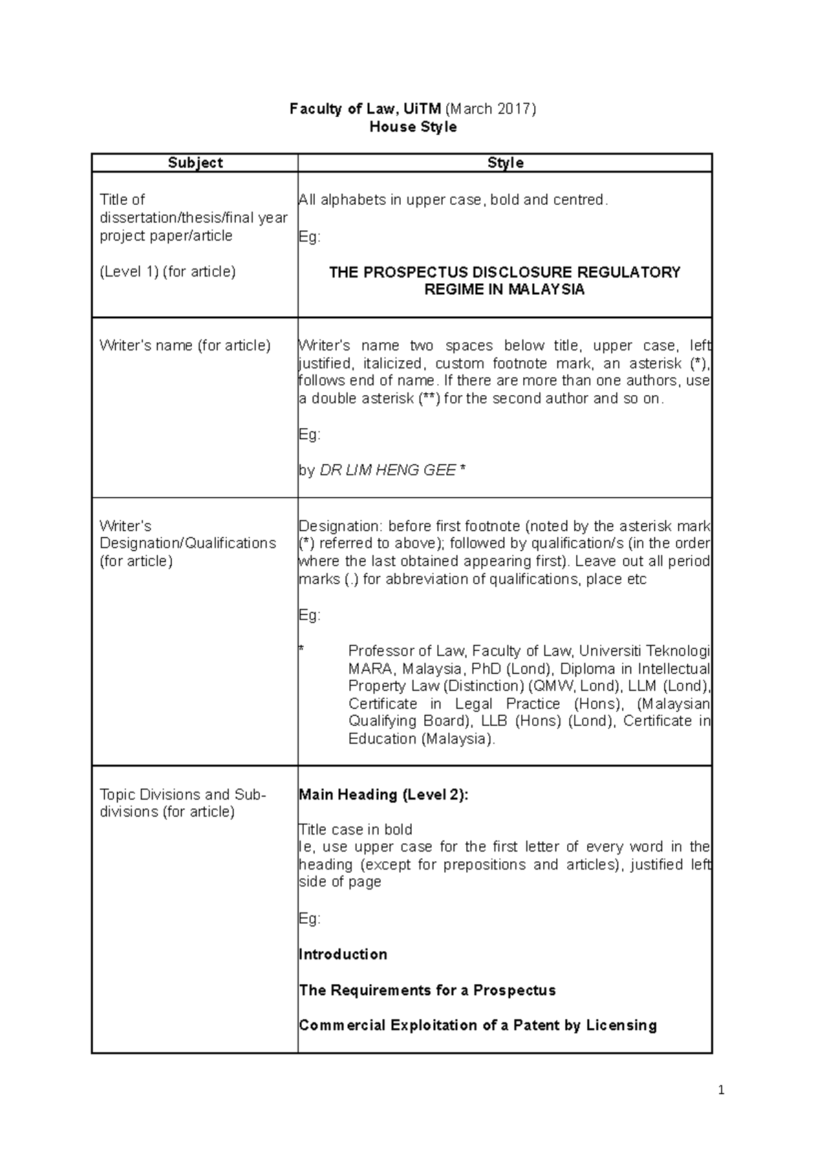 House Style Final Version 28.2.2017 - Faculty of Law, UiTM (March 2017 ...